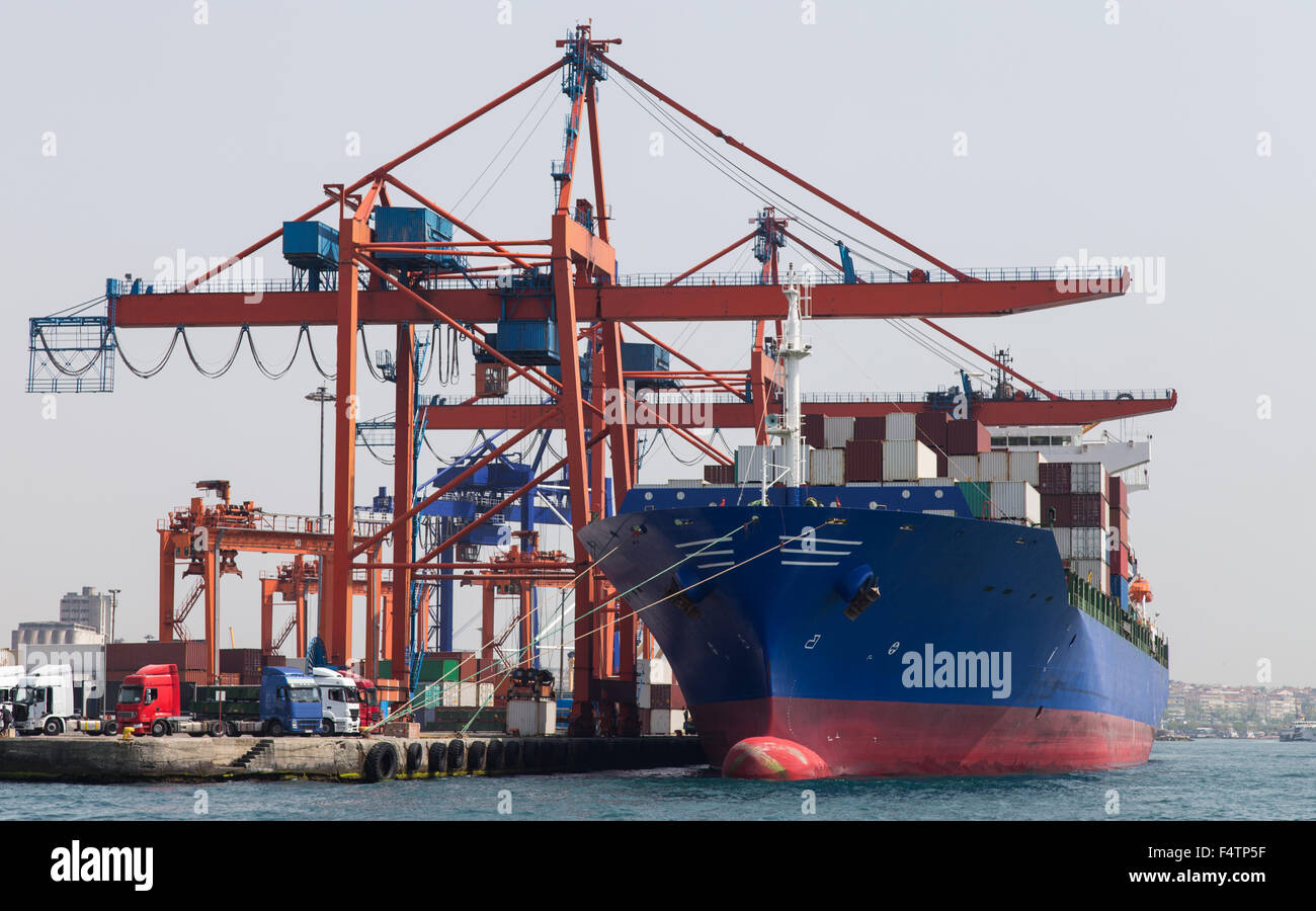 Container Ship is loading in a port Stock Photo - Alamy