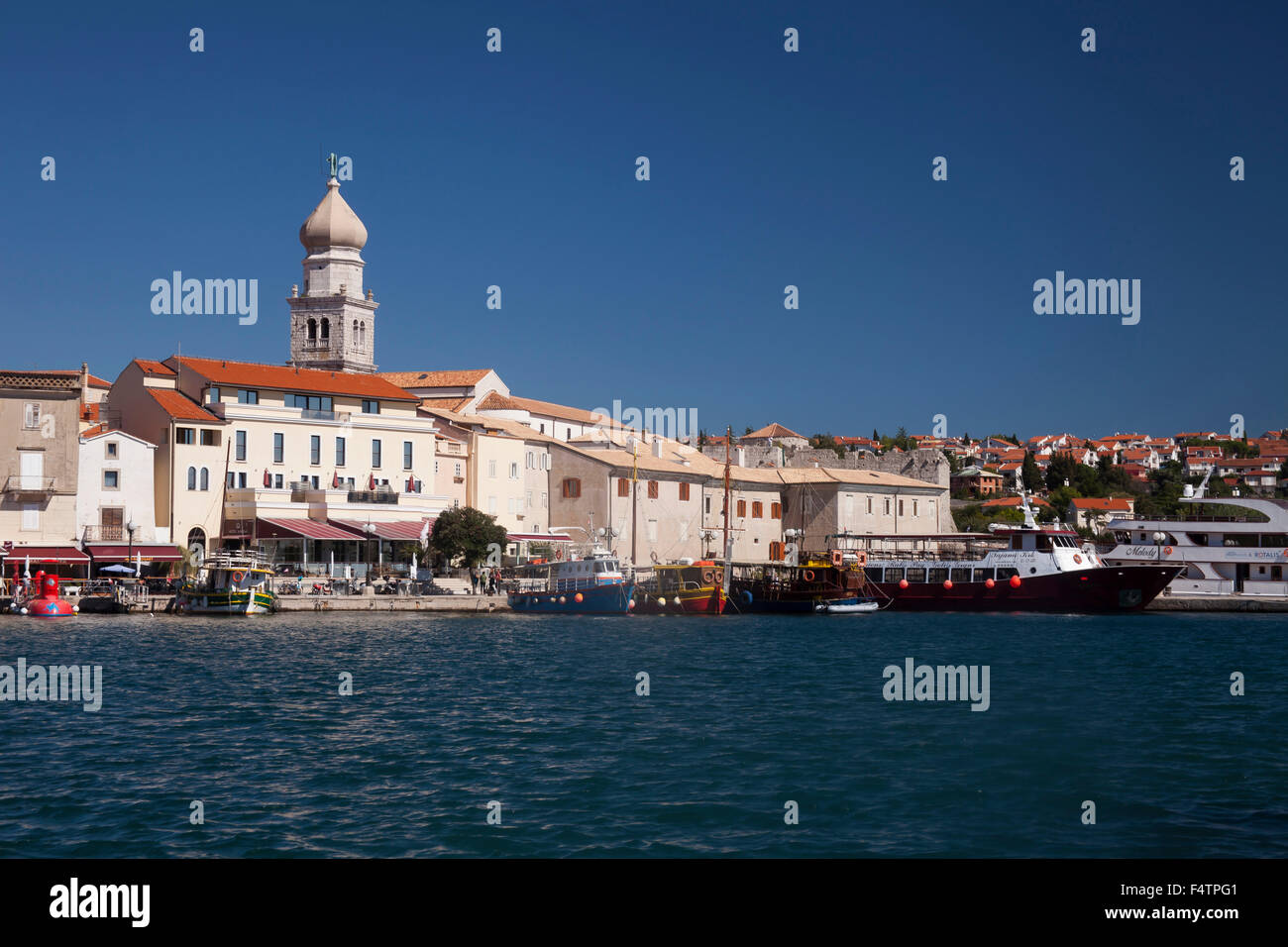 view to the harbour of Krk, Krk island, Croatia, Kvarner bay Stock ...