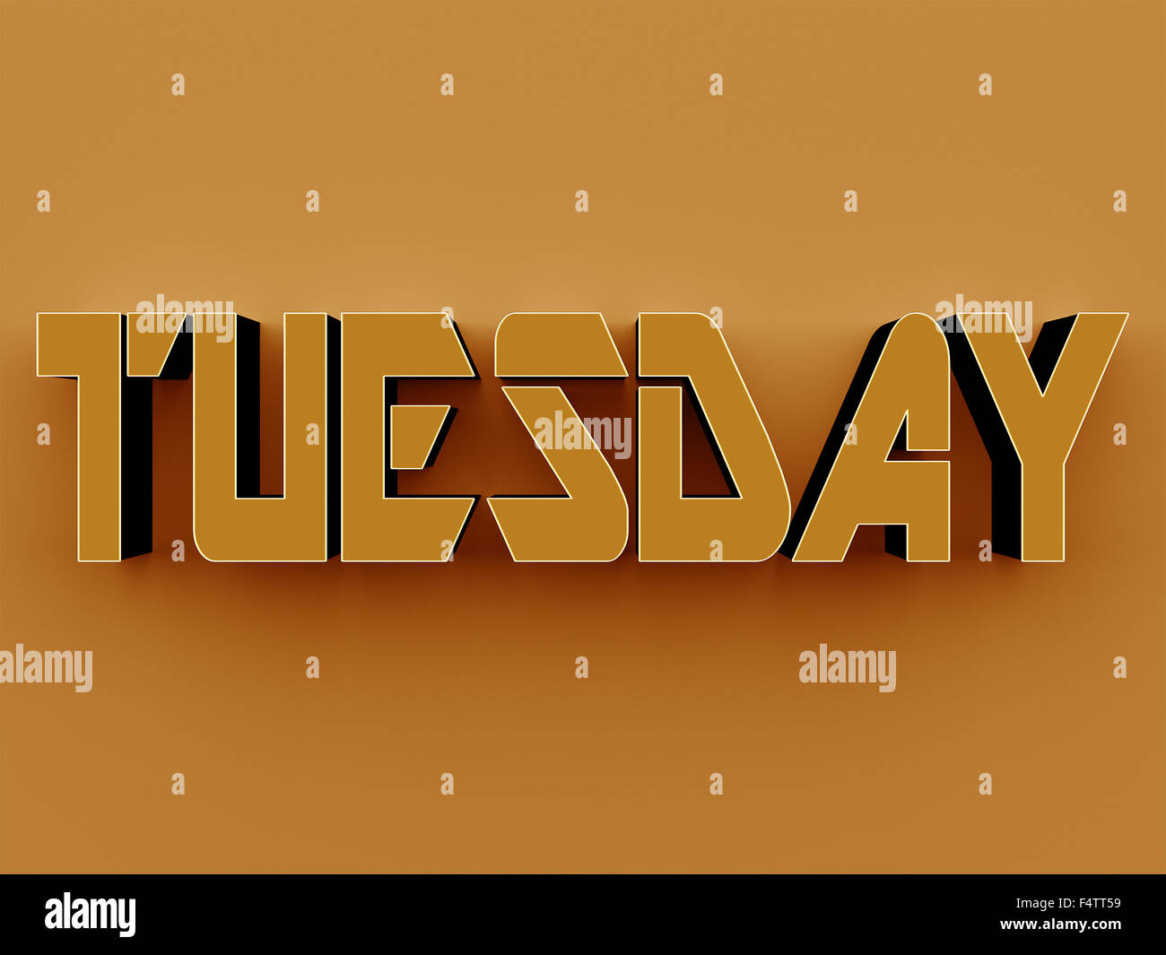 3D Text - Tuesday on yellow background Stock Photo - Alamy