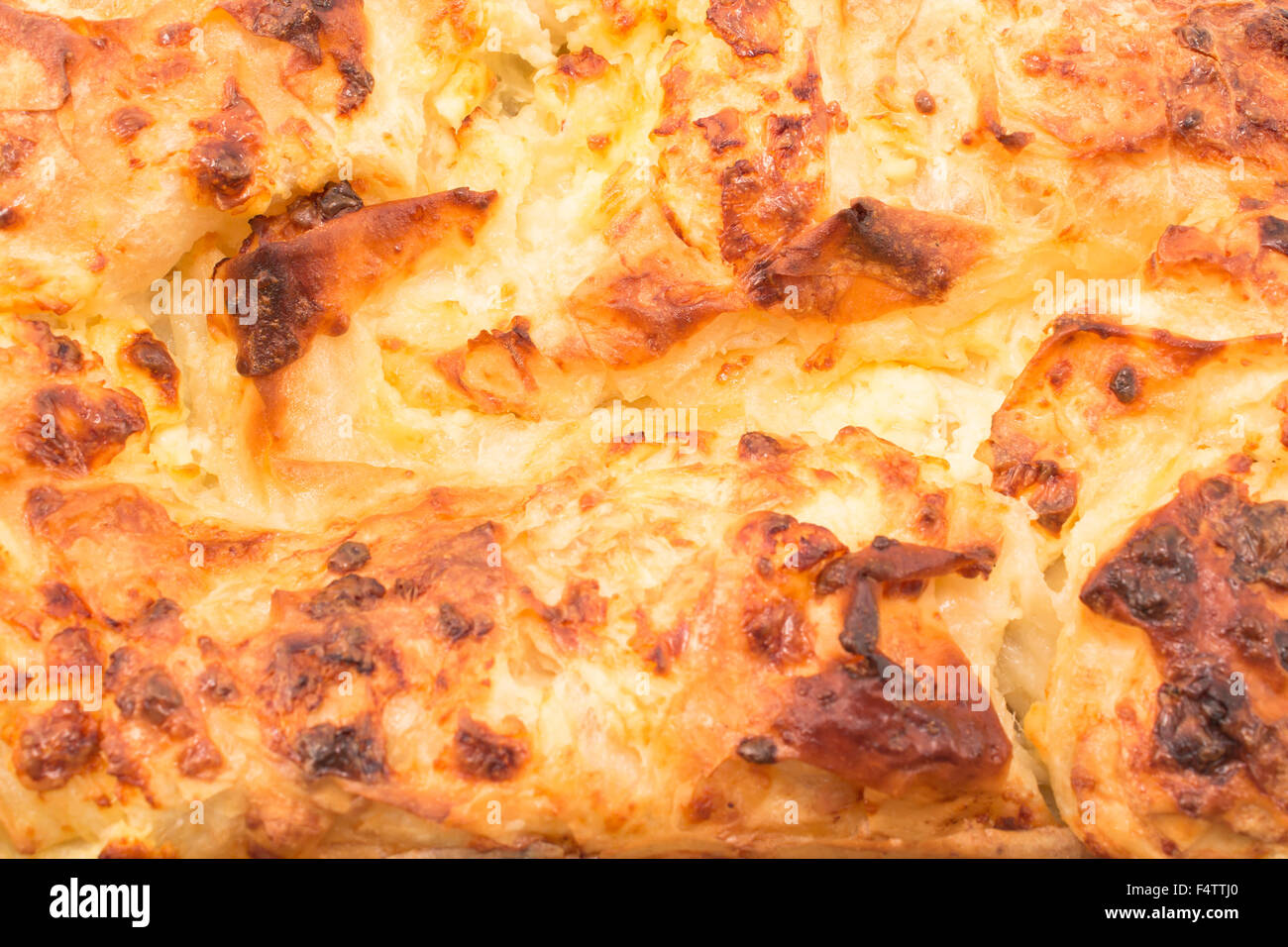 Traditional Serbian cheese pie gibanica closeup as background Stock ...