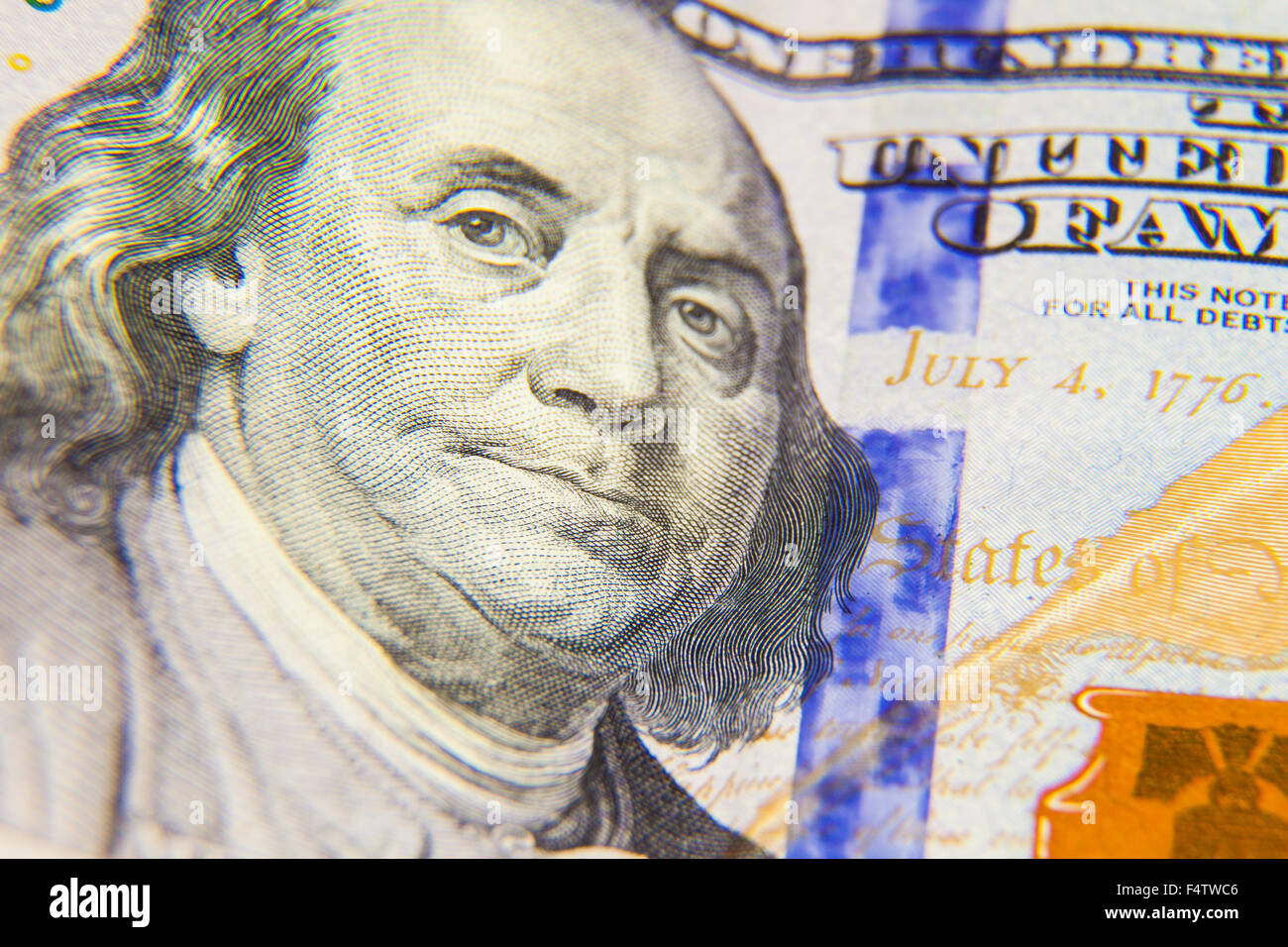 100 dollars banknote benjamin franklin hi-res stock photography and ...