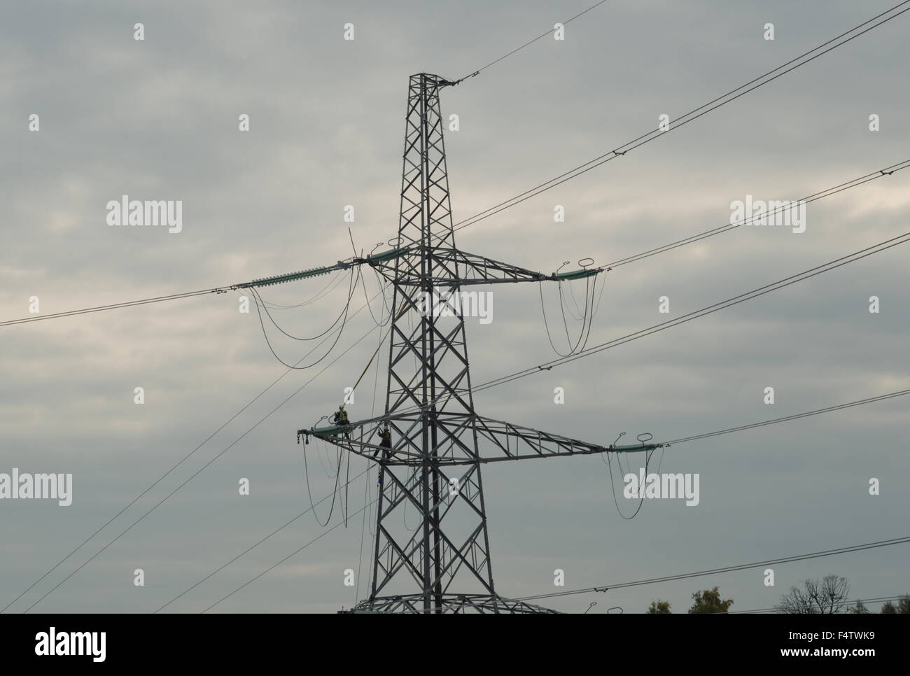 Beauly to Denny power line construction project showing new lines being ...