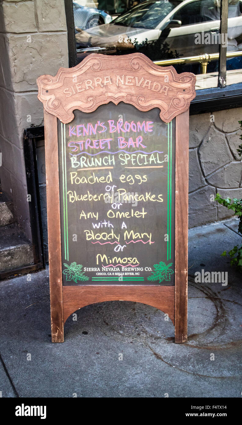 Restaurant menu board on sidewalk Manhattan Stock Photo - Alamy
