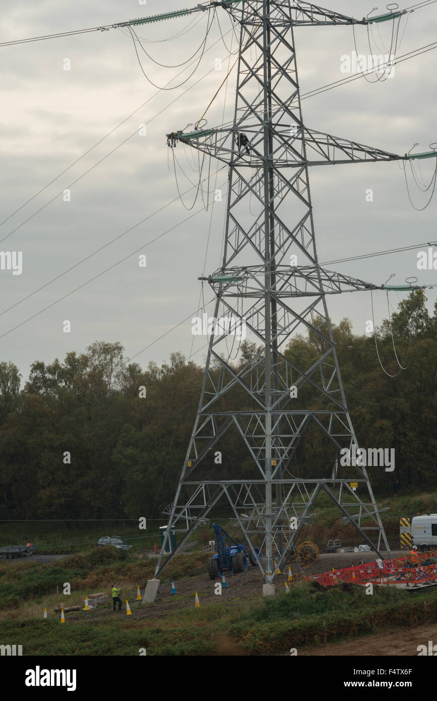 Beauly to Denny power line construction project showing connecting ...