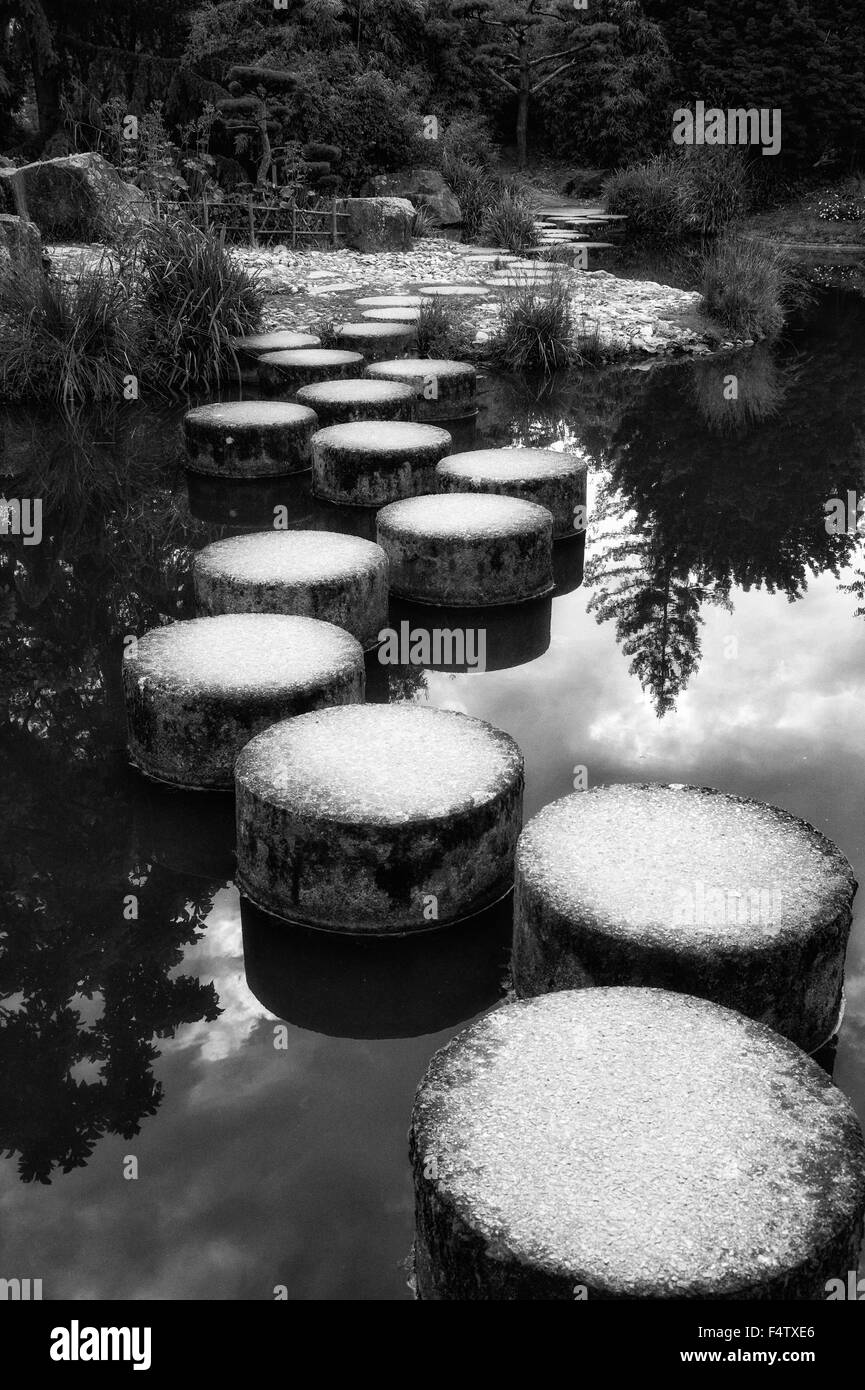 Garden pond water stepping stones hi-res stock photography and images ...
