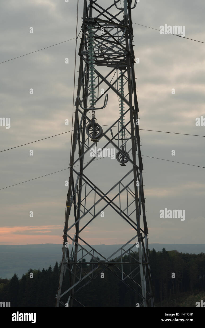 Beauly to Denny power line construction project showing new tower with ...