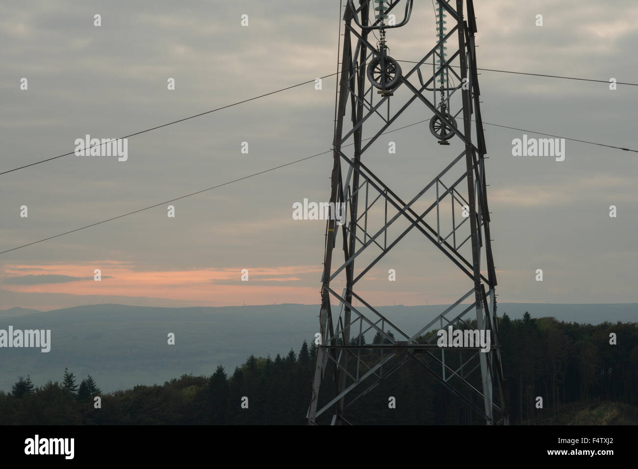 Beauly To Denny Power Line Construction Project Showing New Tower With