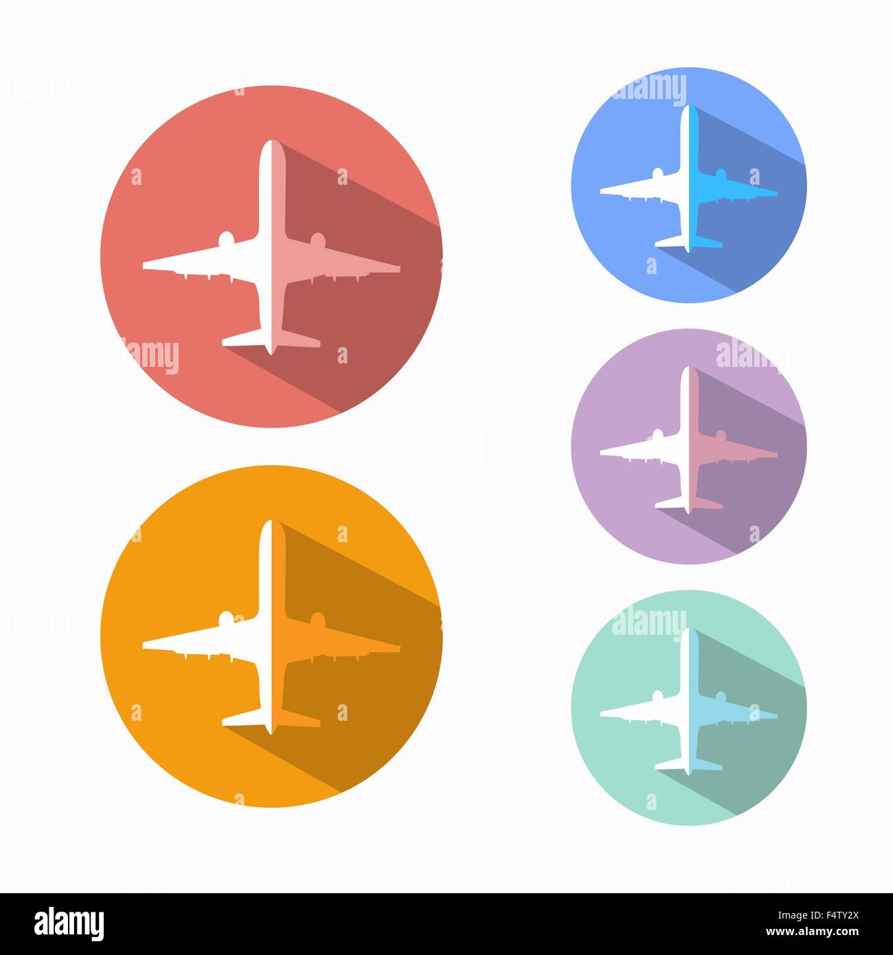 Icons aircraft of different colors with a shadow Stock Vector Image ...