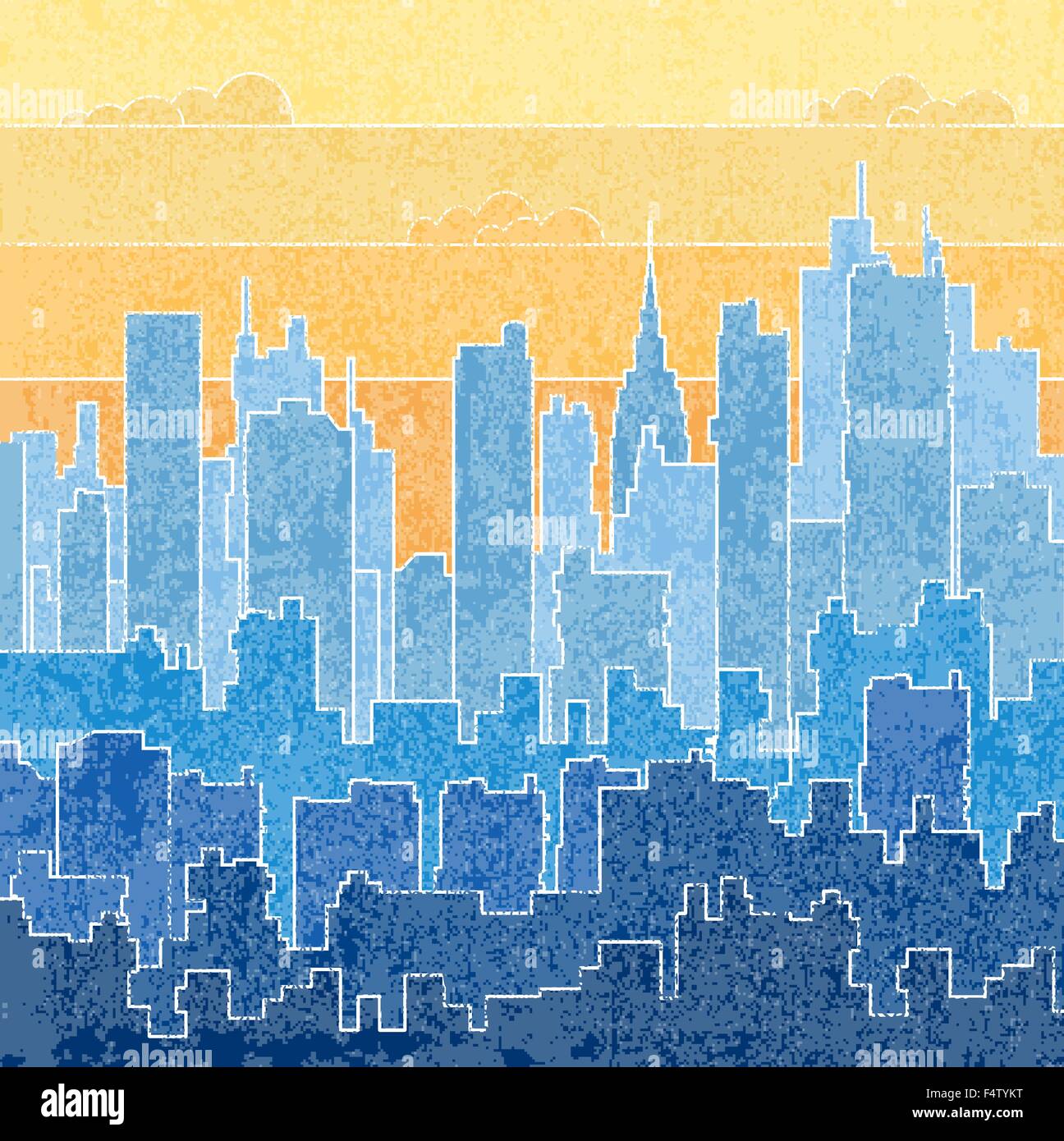 Rainbow urban landscape of sky with clouds. Vector illustration for ...