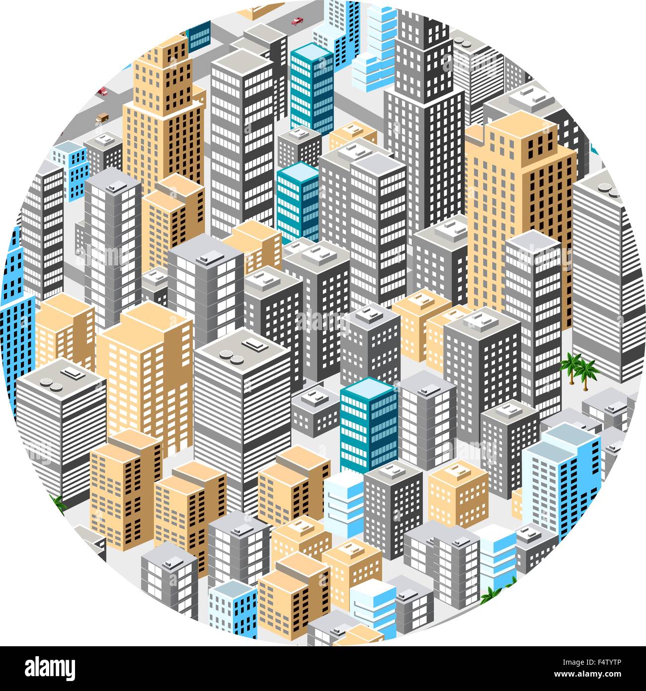 Big isometric city with hundreds of different houses, offices ...