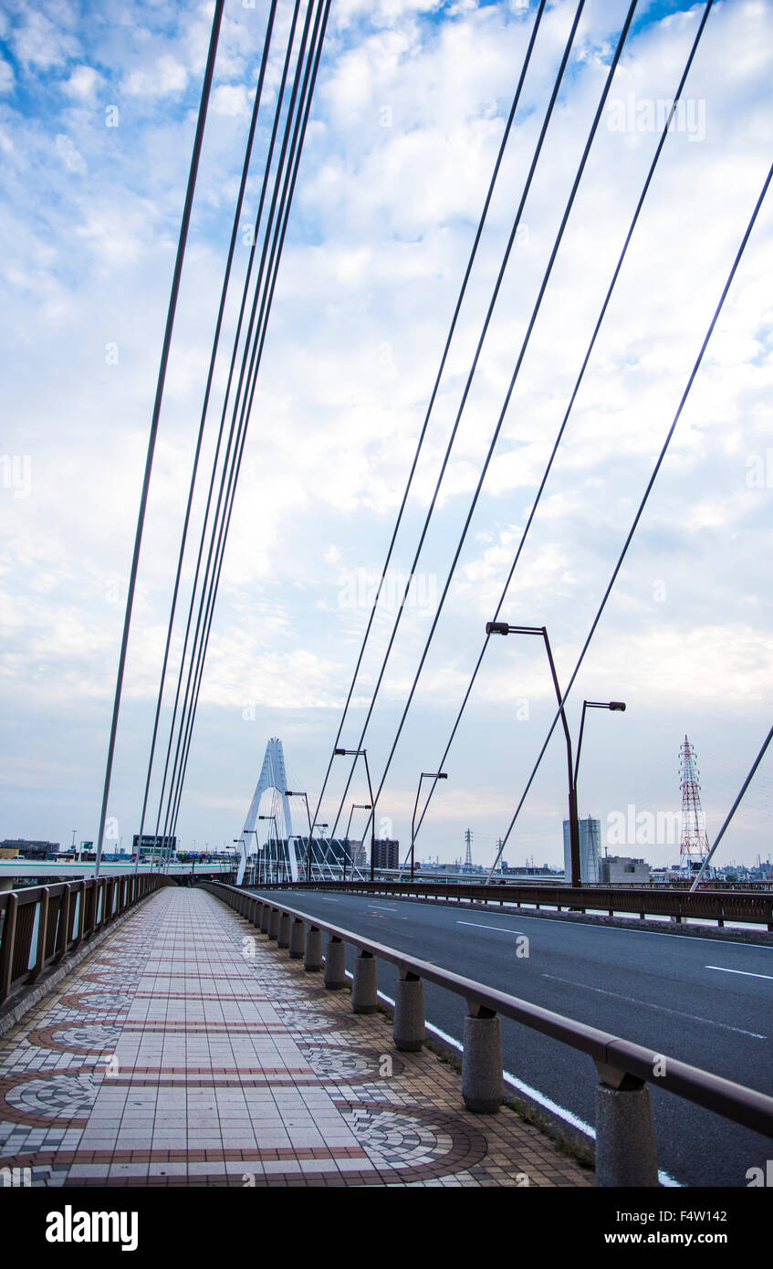 Daishihashi bridge, over Tamagawa river,ties Ota-Ku,Tokyo and Kawasaki ...