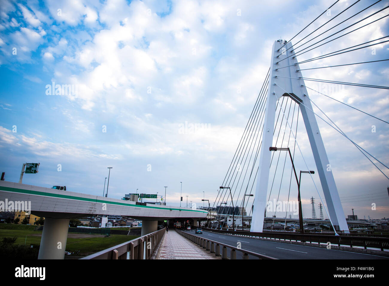 Daishihashi bridge, over Tamagawa river,ties Ota-Ku,Tokyo and Kawasaki ...