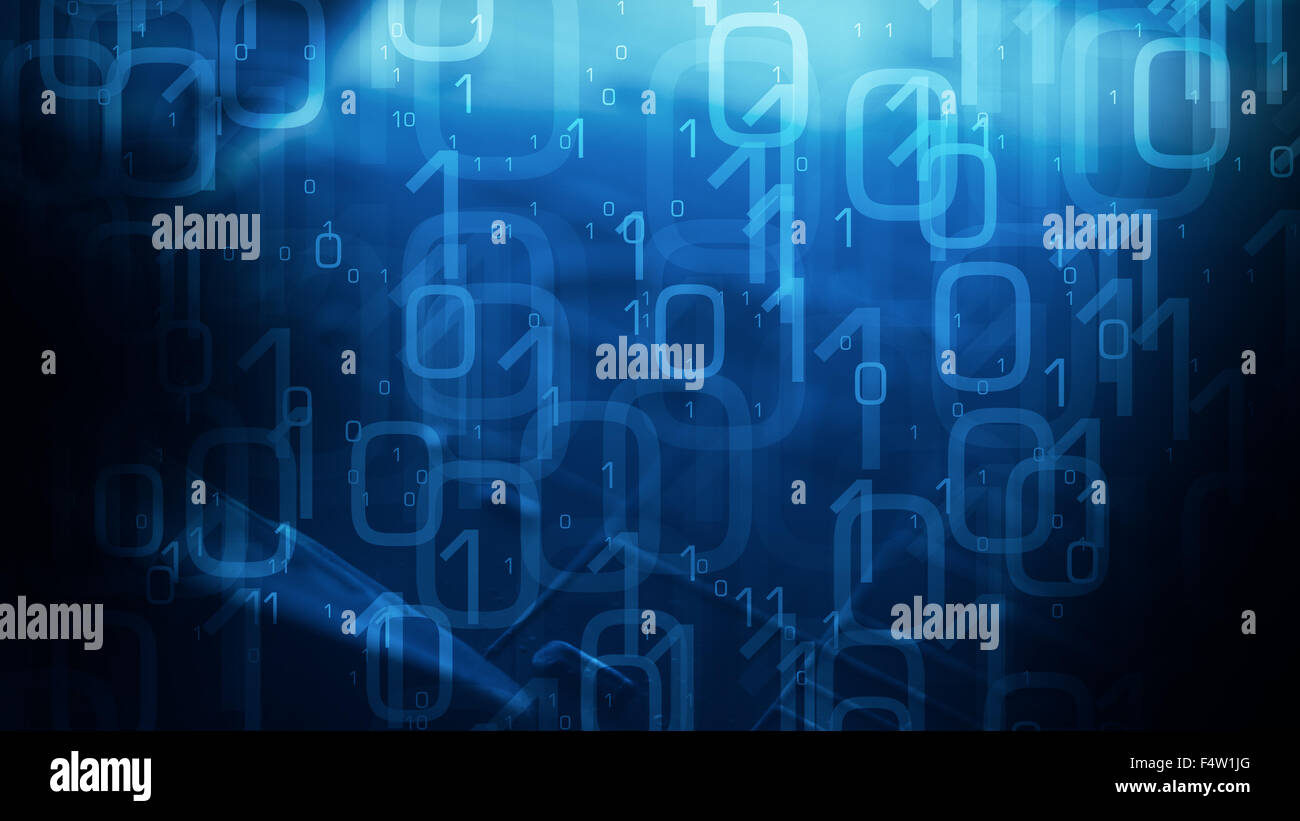 Technology abstract blue background, blue binary code Stock Photo - Alamy