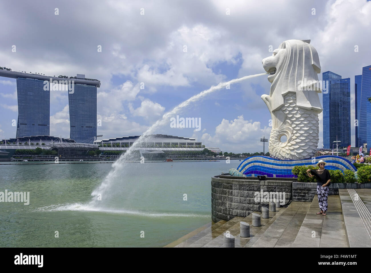 The Merlion, symbol of the city of Singapore, Singapore River, Marina ...