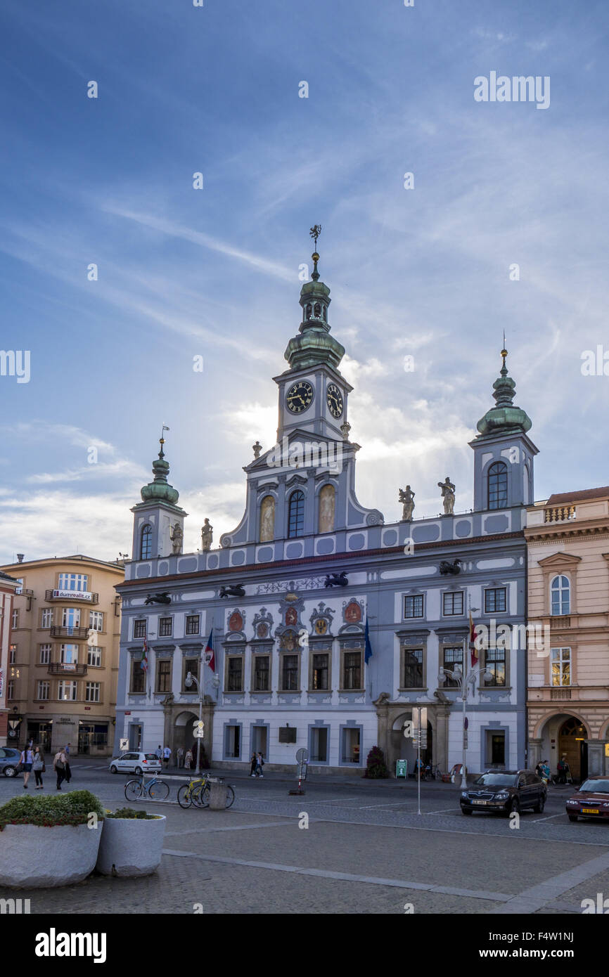 Town hall, historic old town of Ceske Budejovice, Budweis, Budvar ...