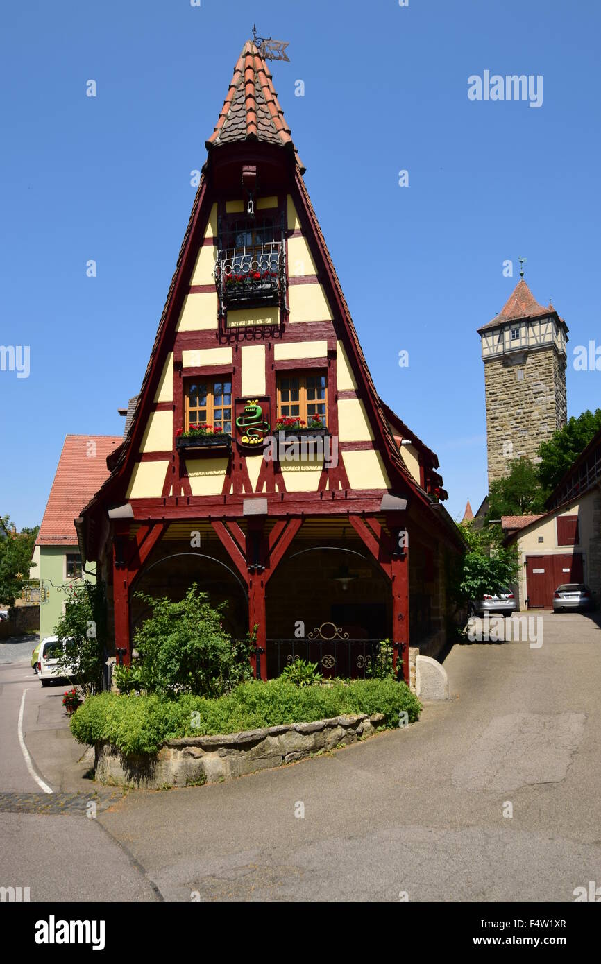 A historic building in the medieval German town of Rothenburg ob der ...