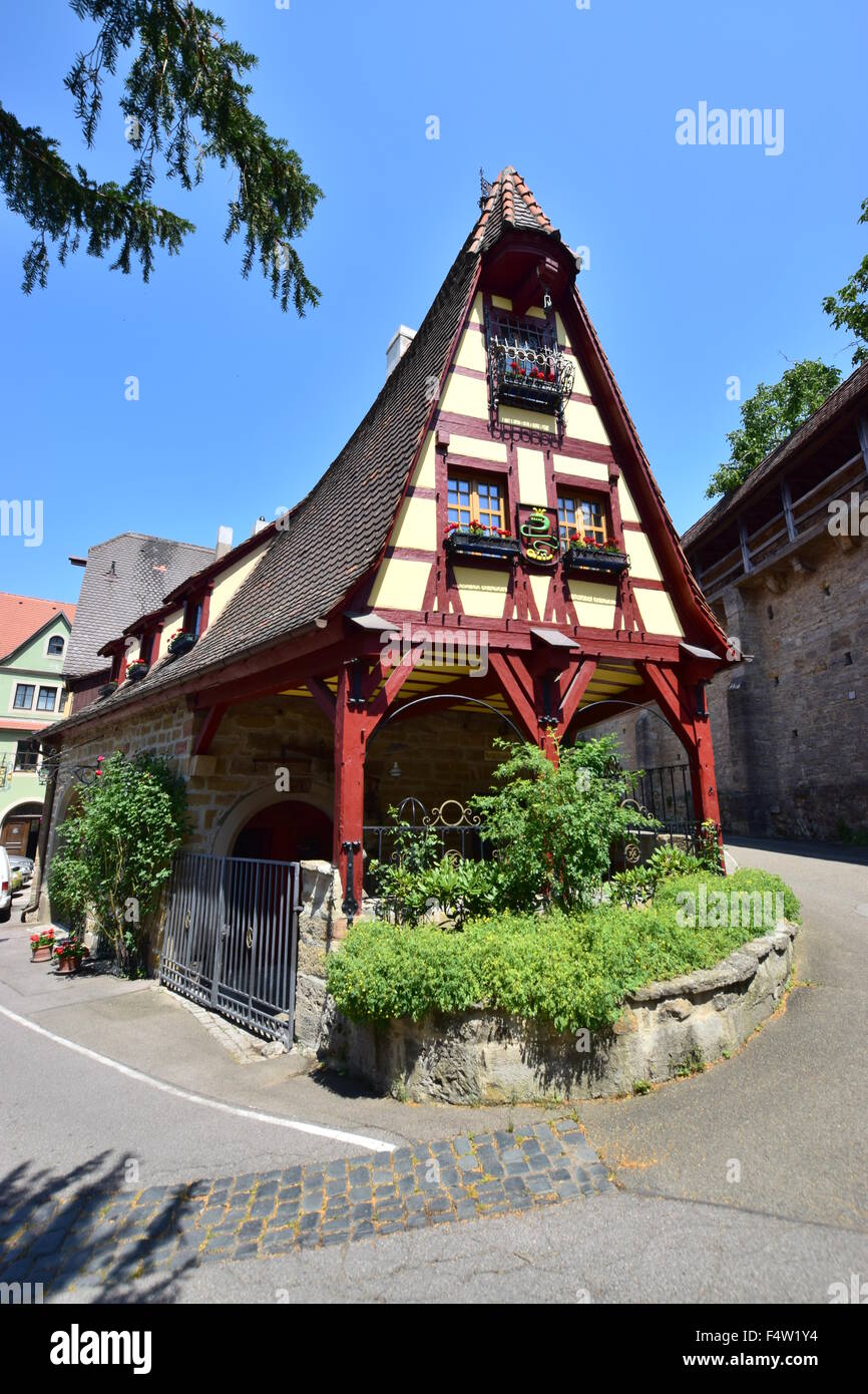 A historic building in the medieval German town of Rothenburg ob der ...