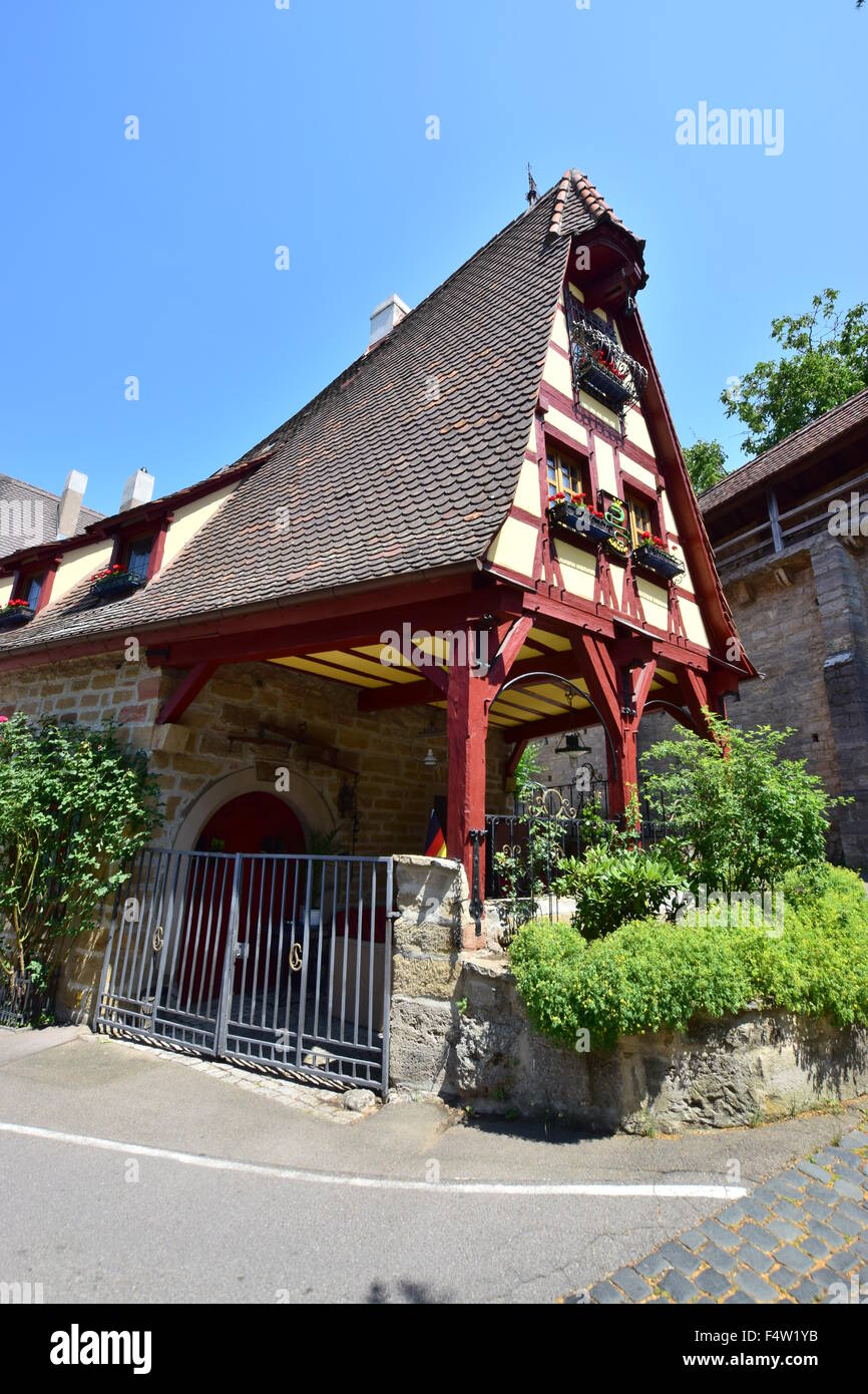 A historic building in the medieval German town of Rothenburg ob der ...