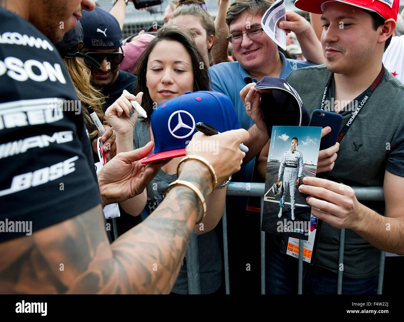 Austin, Texas, USA. 22nd Oct, 2015. Lewis Hamilton with Mercedes AMG ...