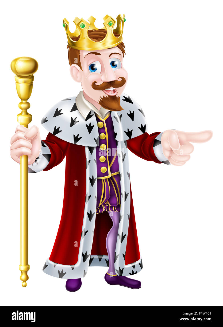 Friendly King cartoon character wearing a crown, holding a sceptre and ...