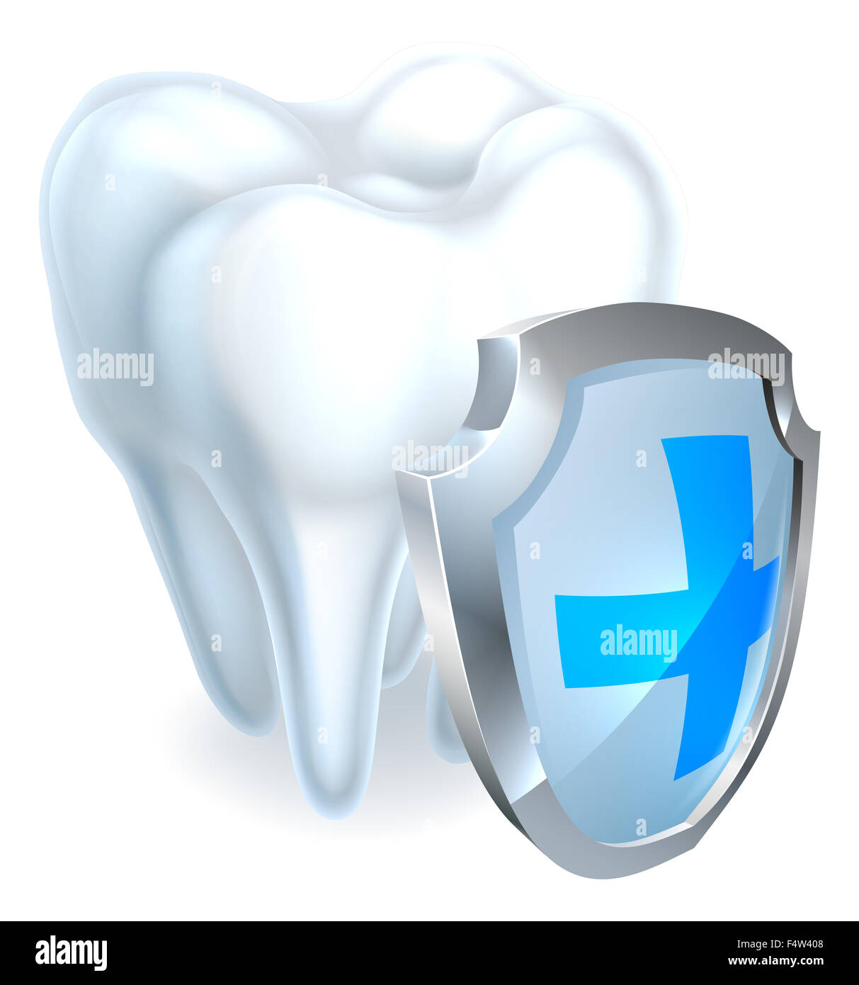 A tooth shield concept of a shiny white tooth being protected by a ...