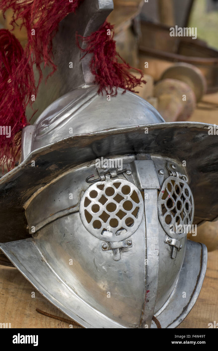 Roman helmet with visor, Gladiator Thraex, Roman Festival, Biriciana ...