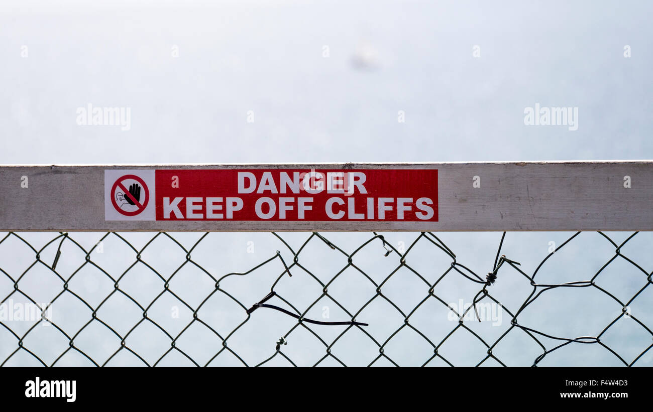 Danger Keep Off Cliffs Sign Stock Photo - Alamy
