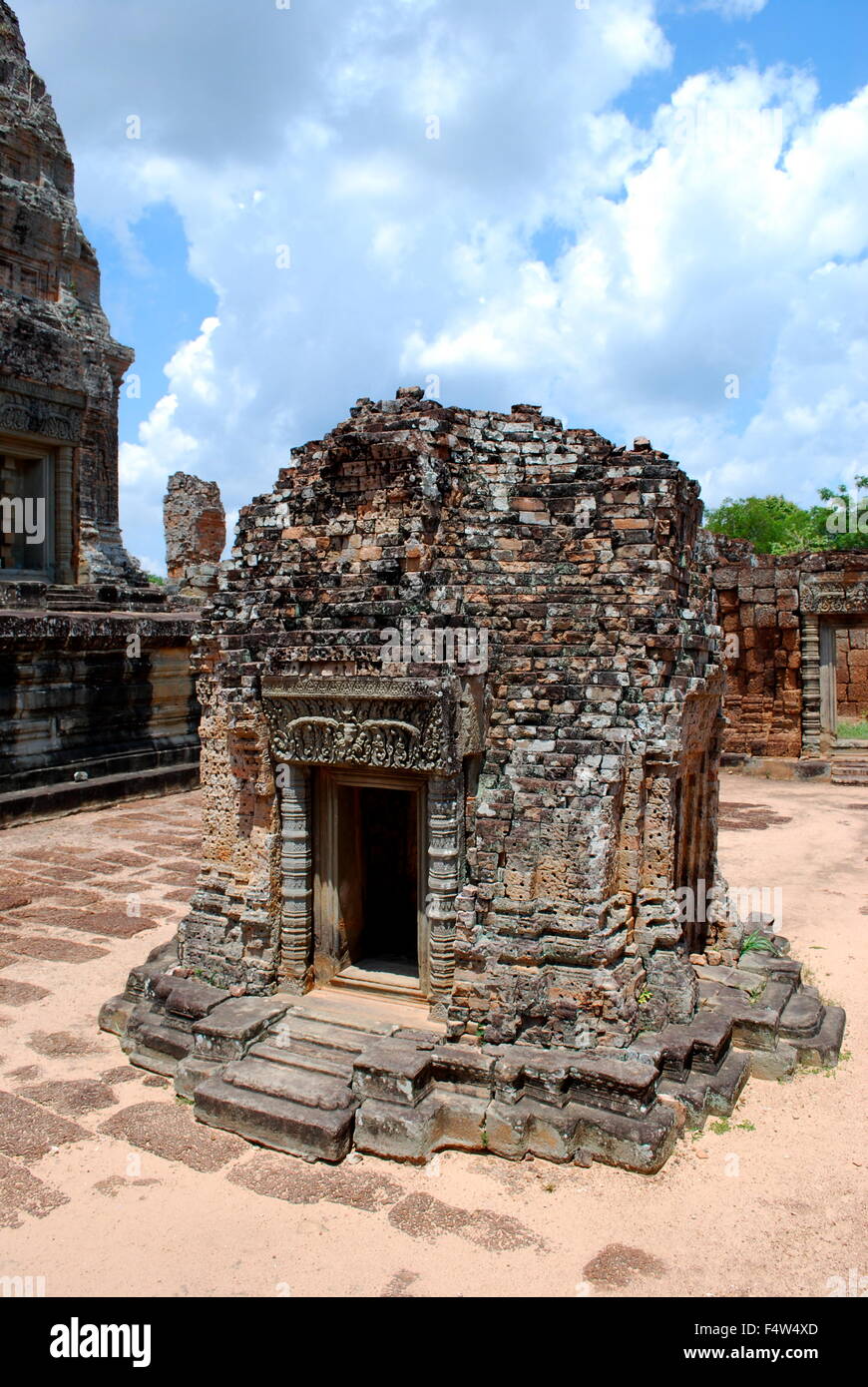 East Mebon large, three-story temple-mountain crowned by five towers ...