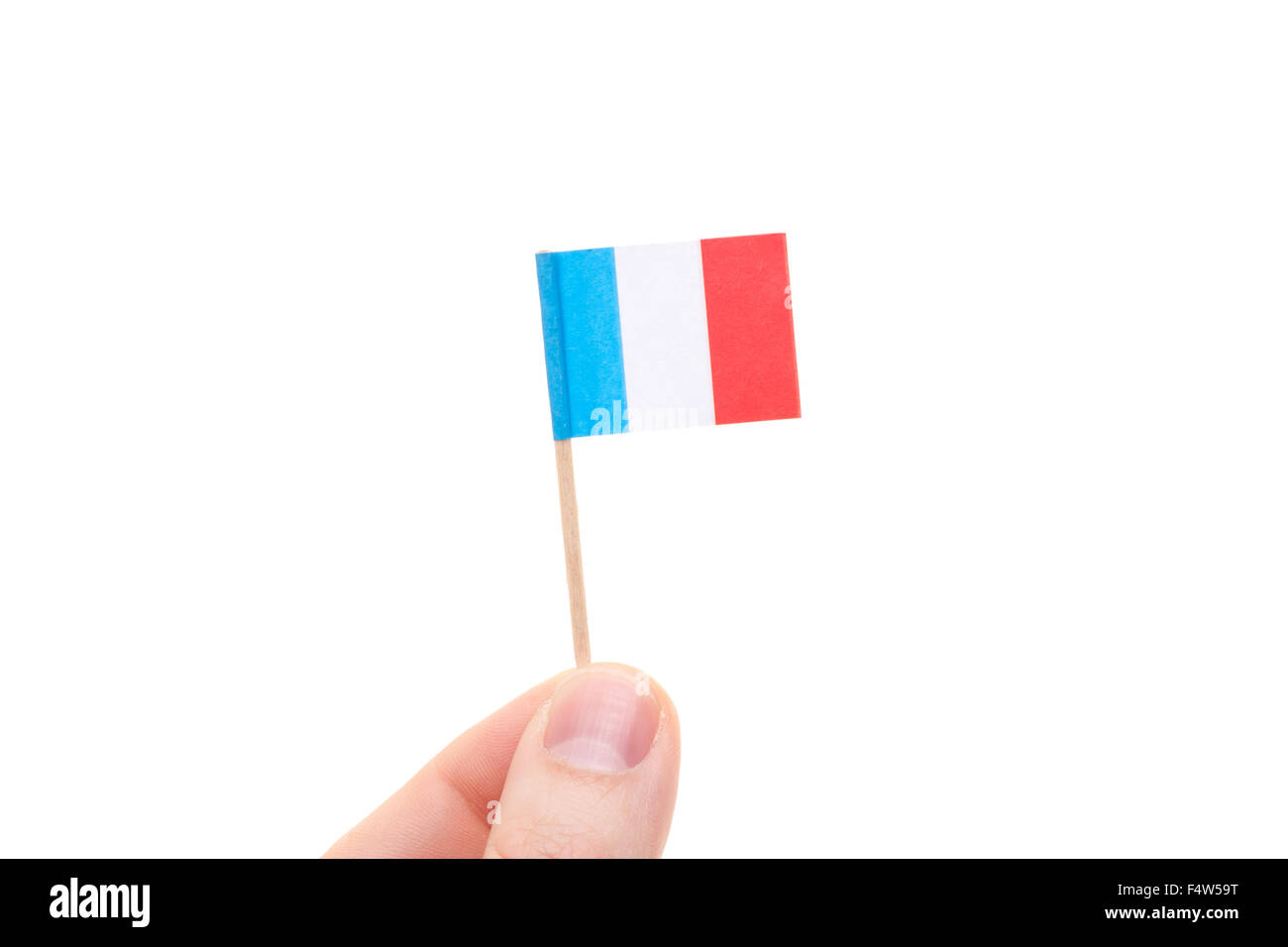 Hand holding french flag. All on white background Stock Photo - Alamy