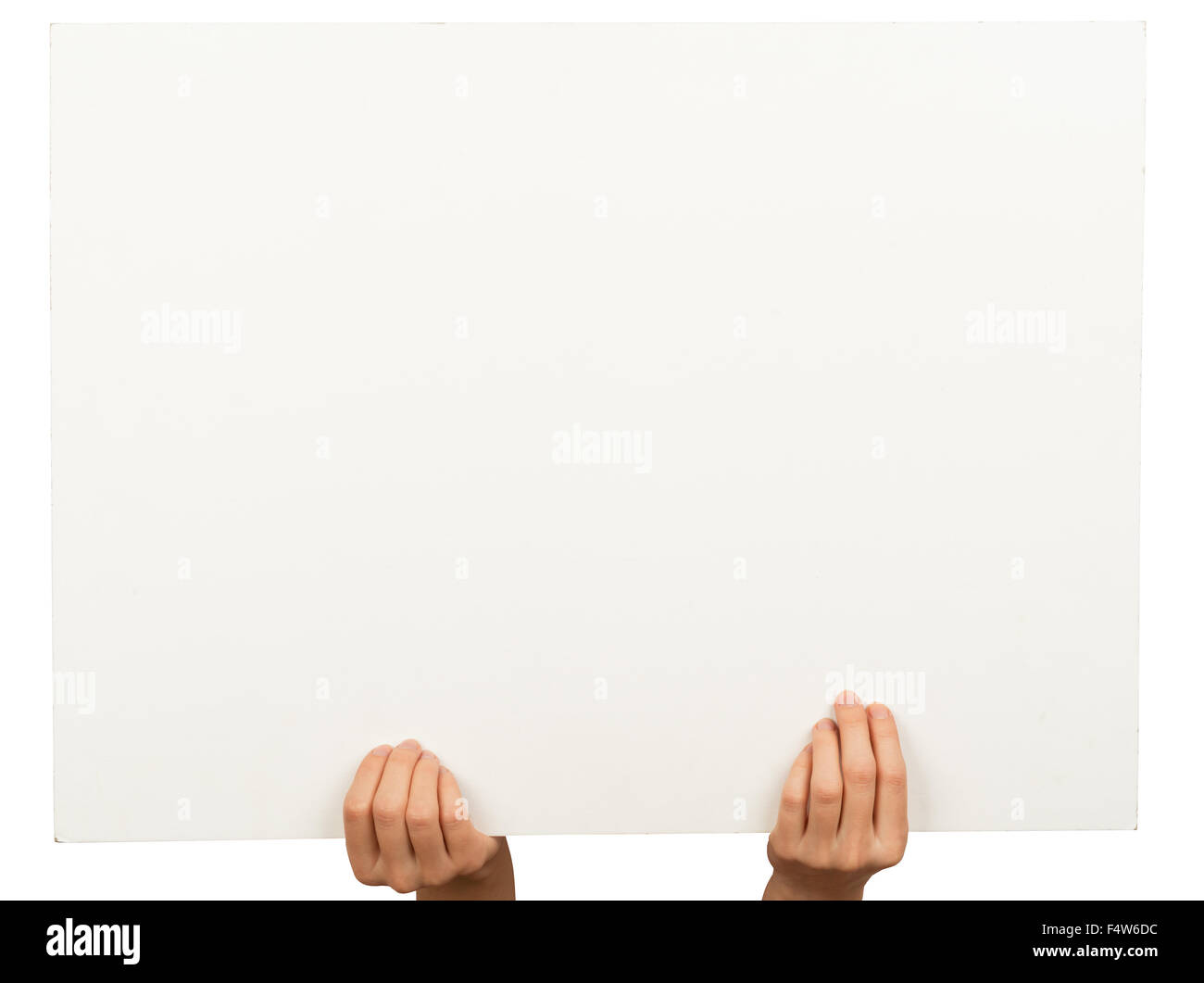 Womans hands holding horizontal empty paper Stock Photo - Alamy