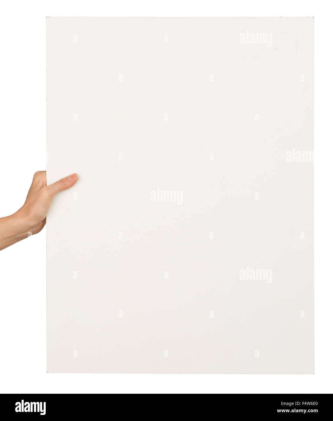 Humans arm with vertical blank card Stock Photo - Alamy