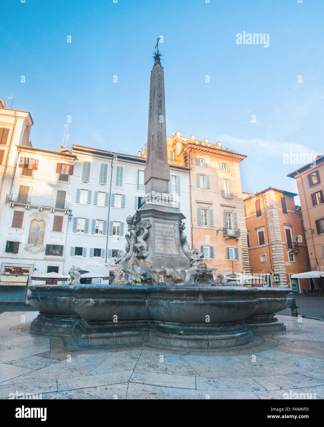 Pantheon, Detail of fountain on Piazza della Rotonda in Rome, Italy ...