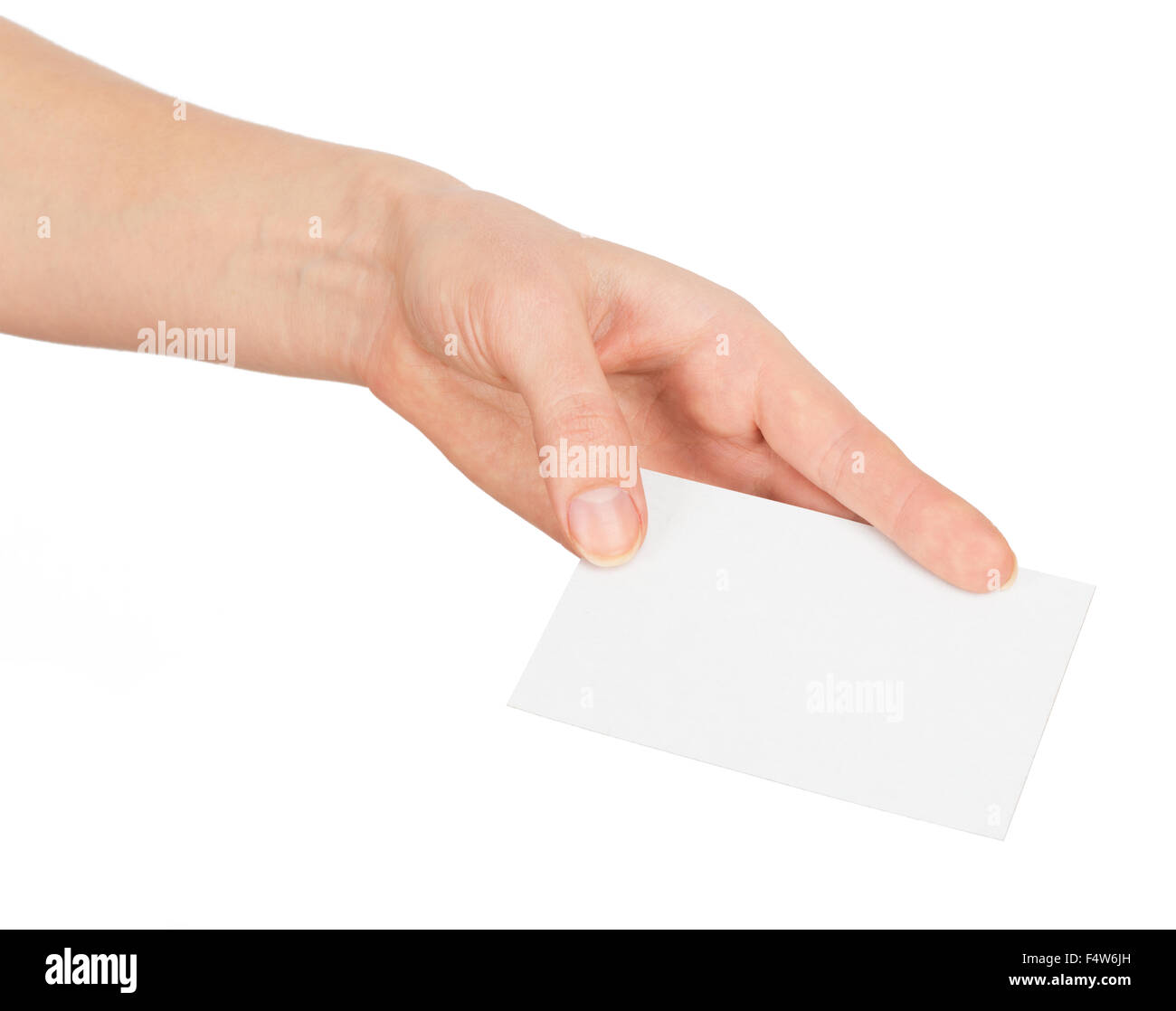 Humans hand offering blank card Stock Photo - Alamy