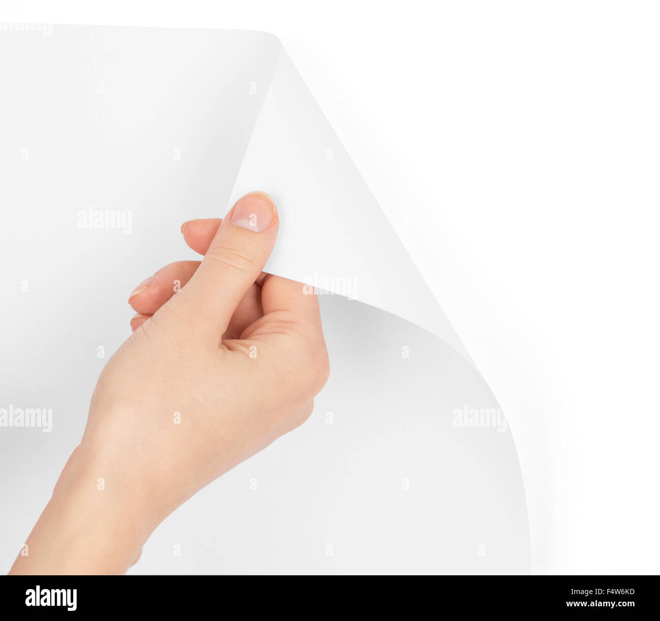 Humans hand turning blank page Stock Photo - Alamy