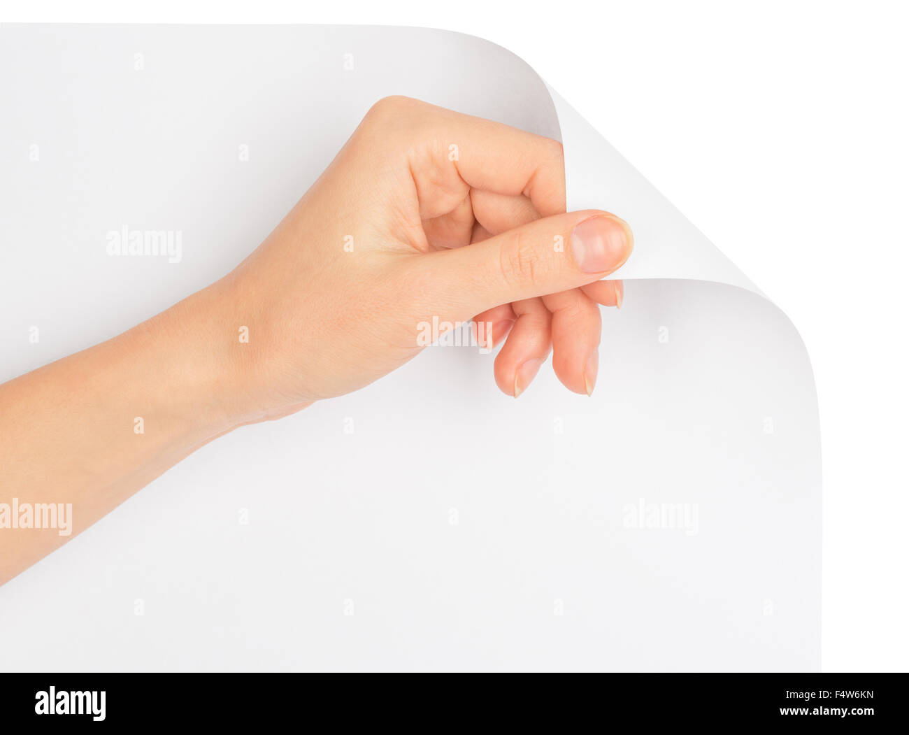 Hand turning empty page corner Stock Photo - Alamy
