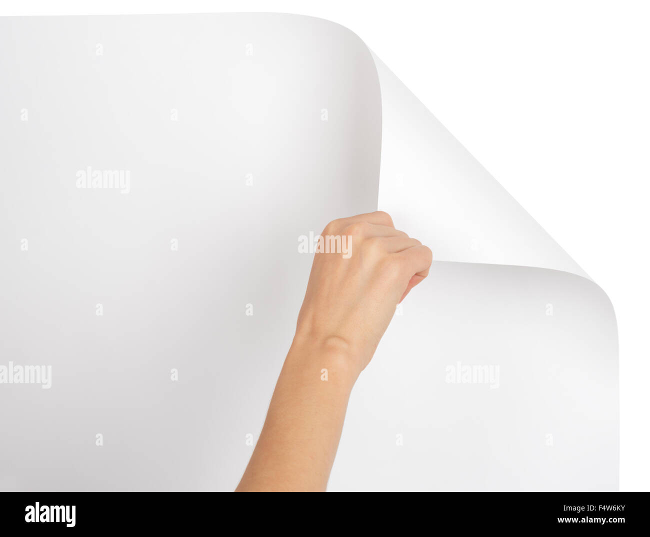 Hand turning upper empty page corner Stock Photo - Alamy