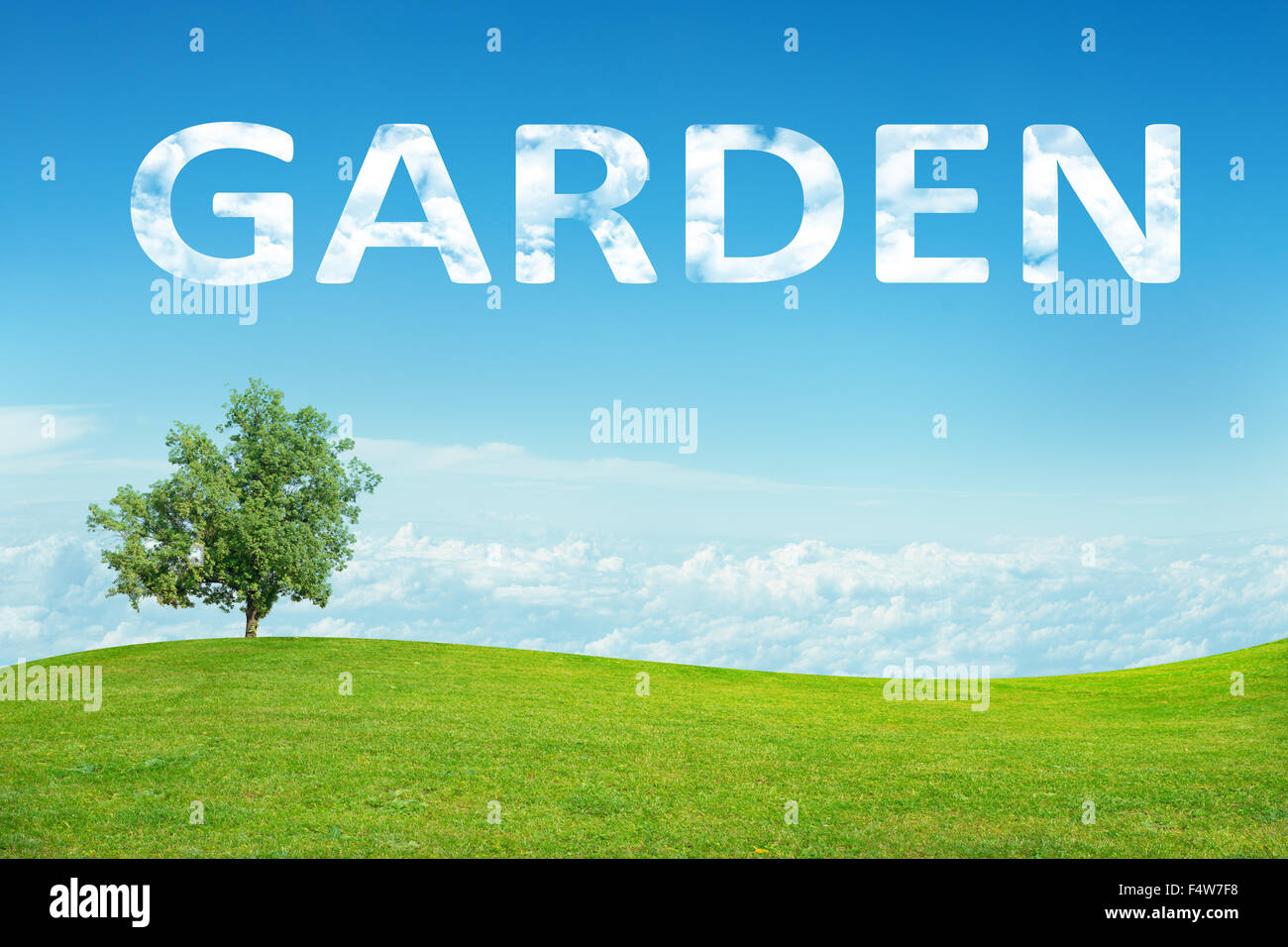 Landscape with word garden Stock Photo - Alamy