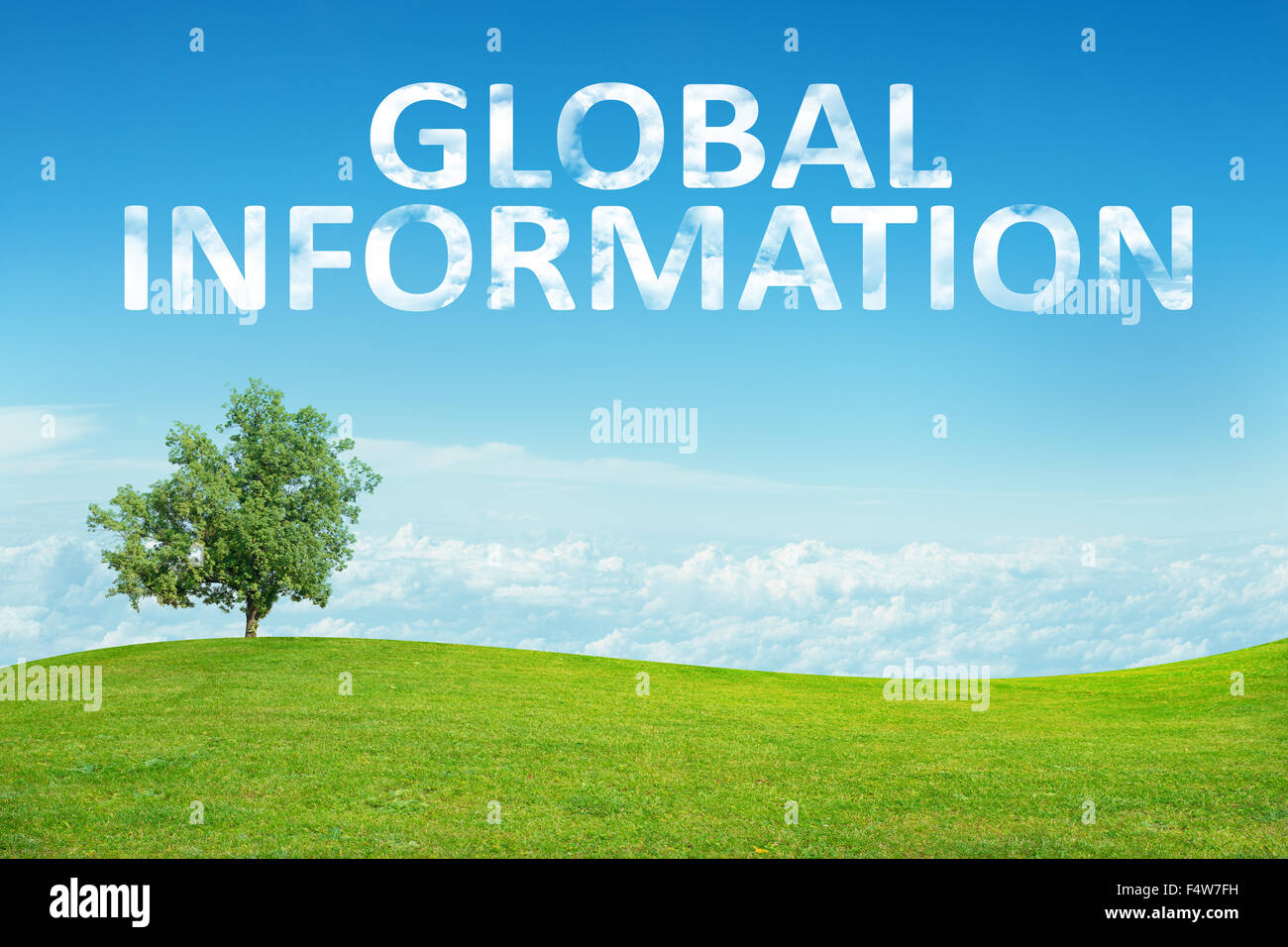 Landscape with words global information Stock Photo - Alamy