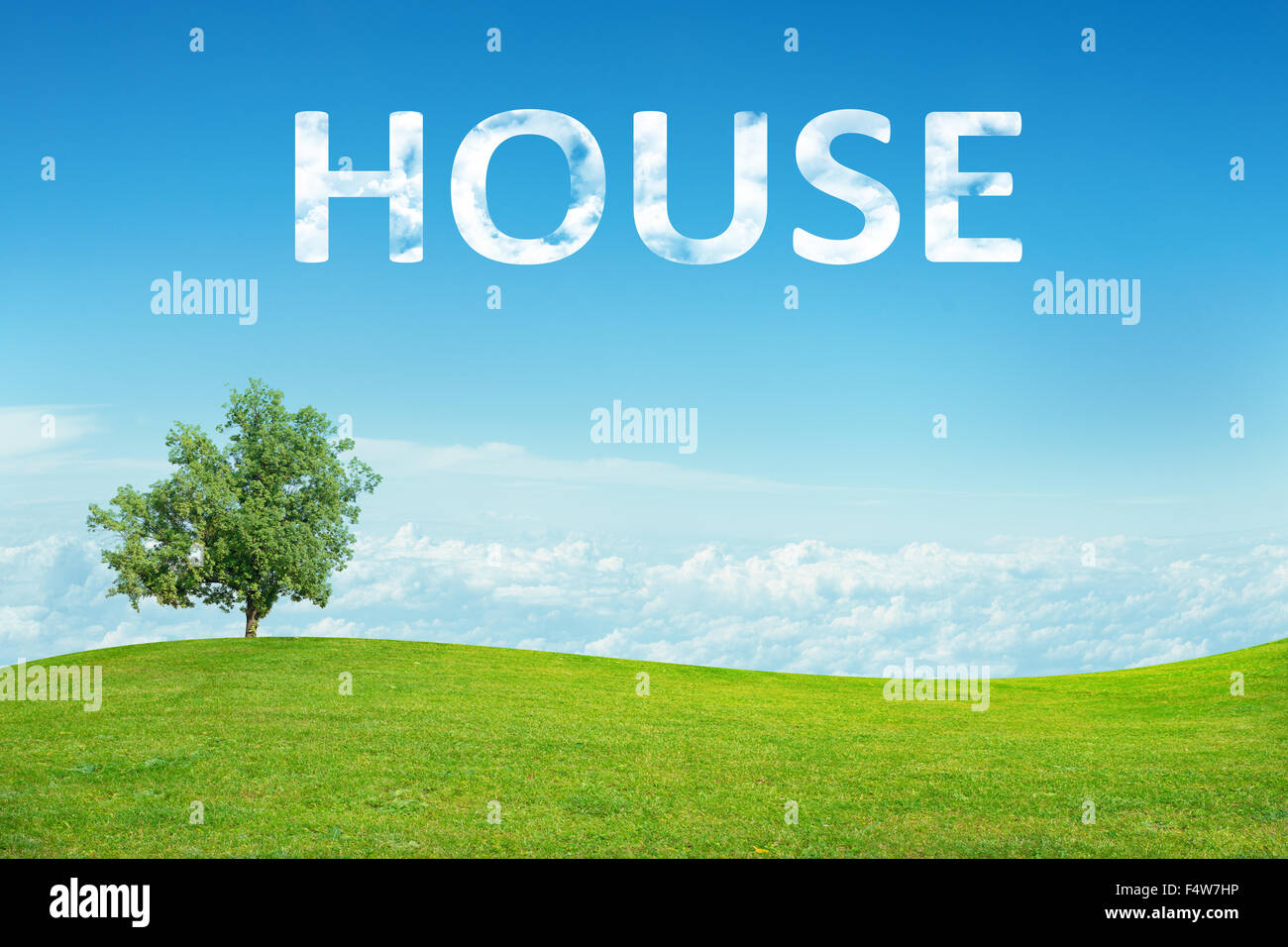 Landscape with word house Stock Photo - Alamy