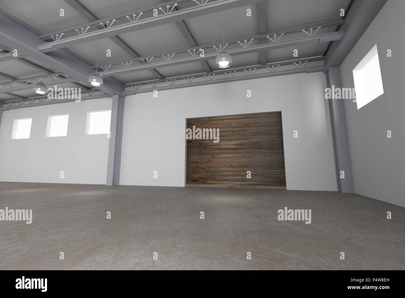 3d rendering of a modern empty warehouse Stock Photo - Alamy