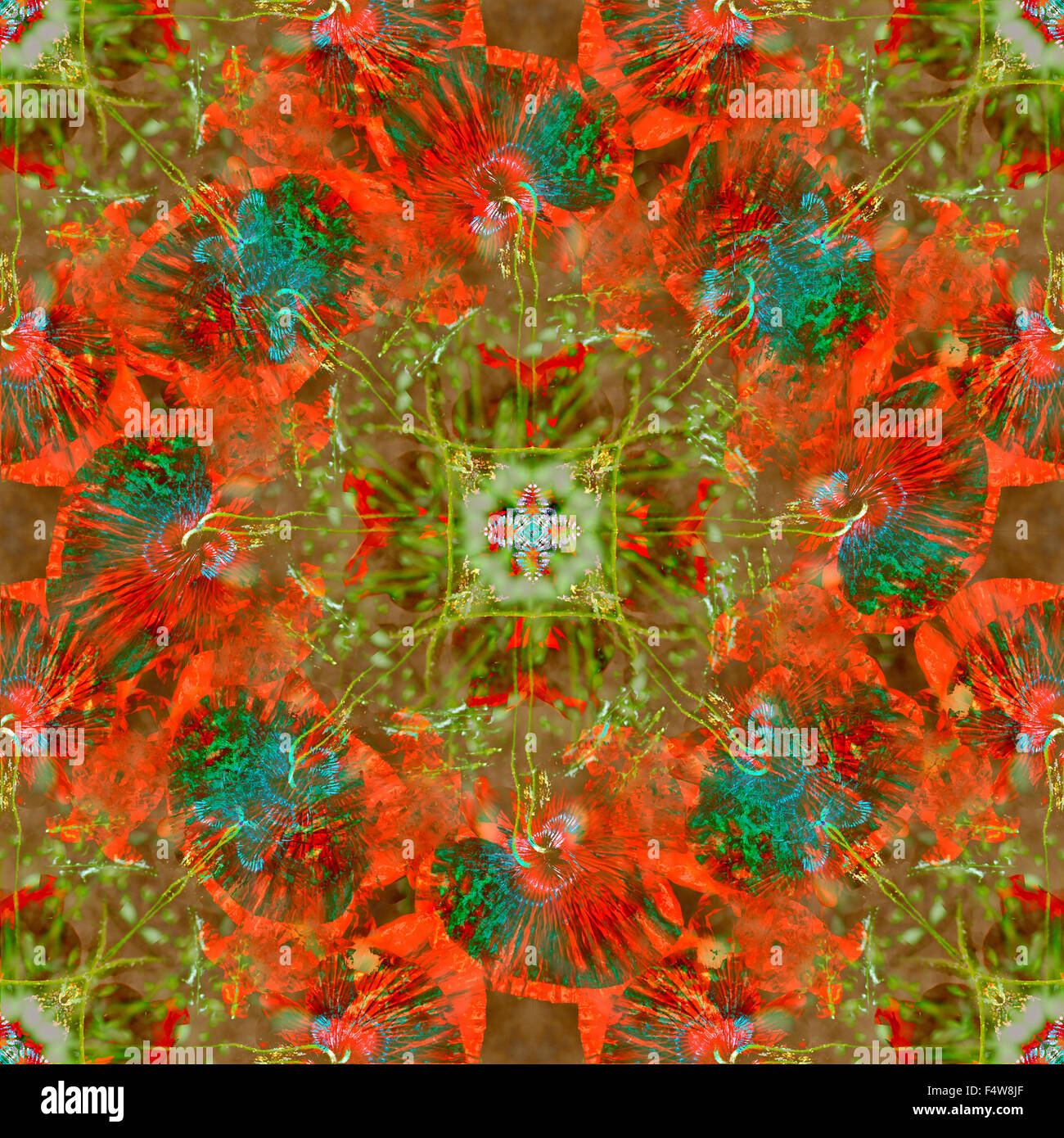 Symmetrical pattern in shades of blue, to the background or poster. The ...