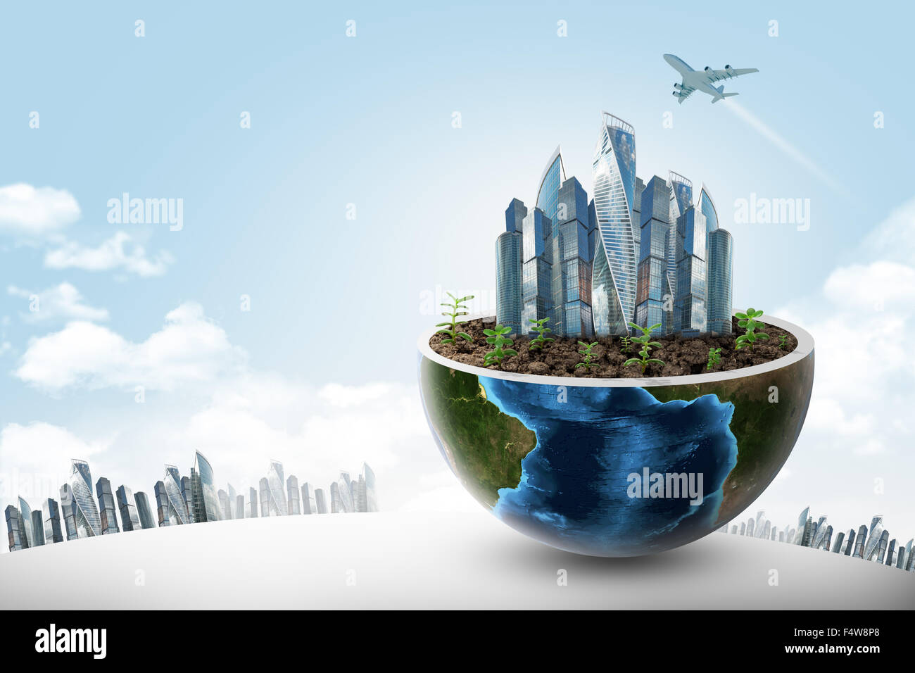 City in half earth Stock Photo - Alamy