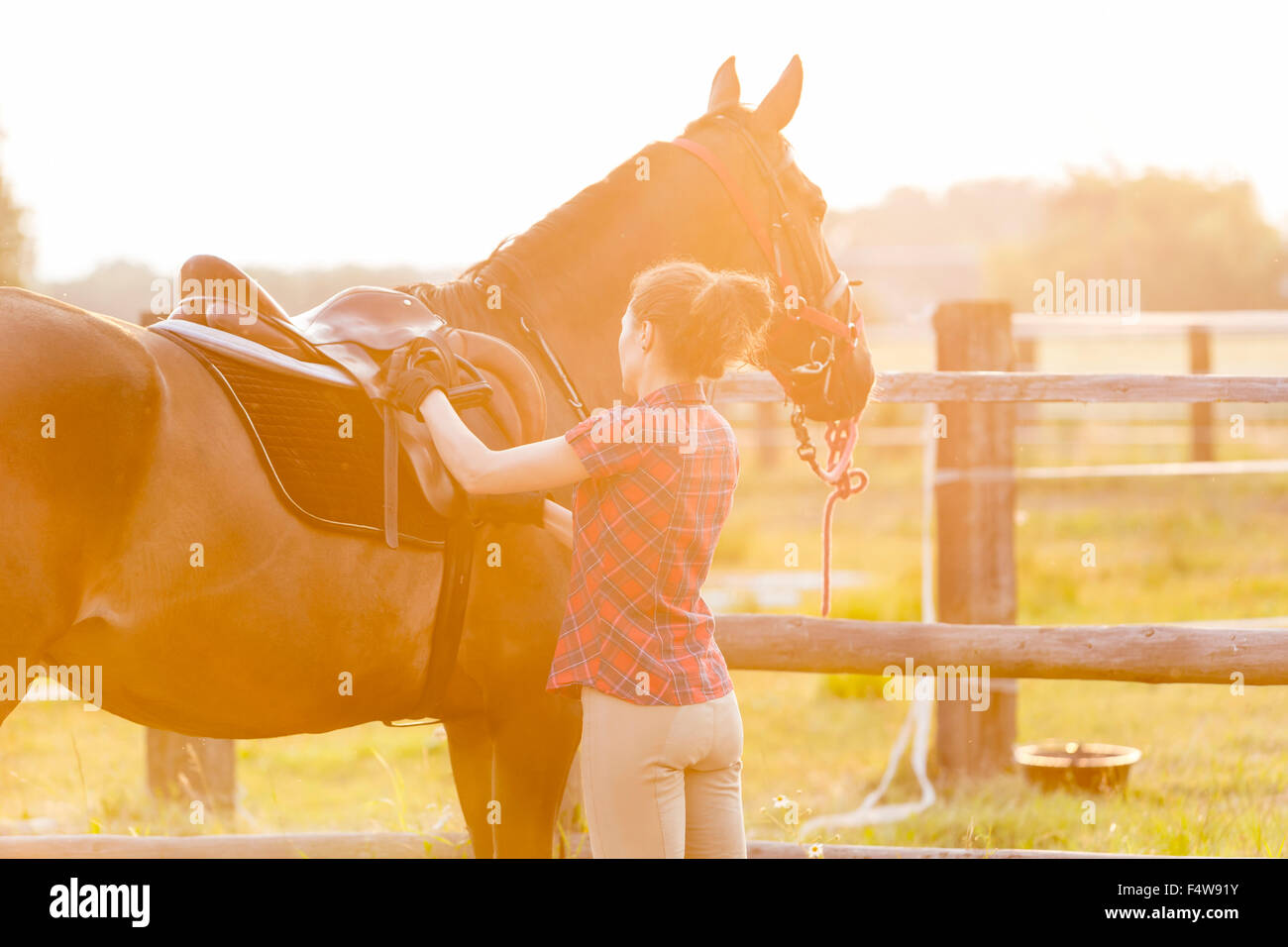 Woman riding horse in rural hi-res stock photography and images - Alamy