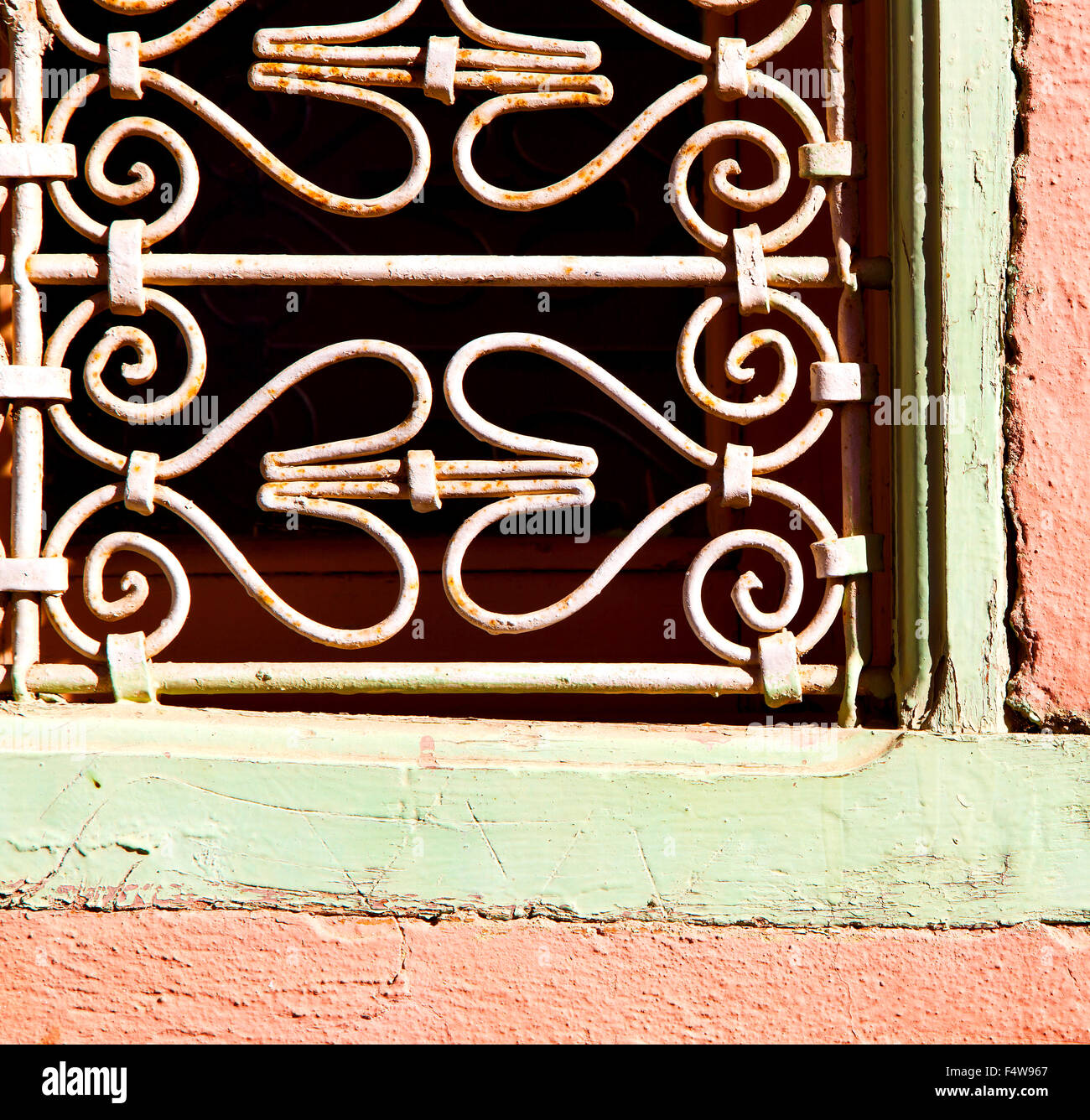 window in morocco africa and old construction wal brick historical ...