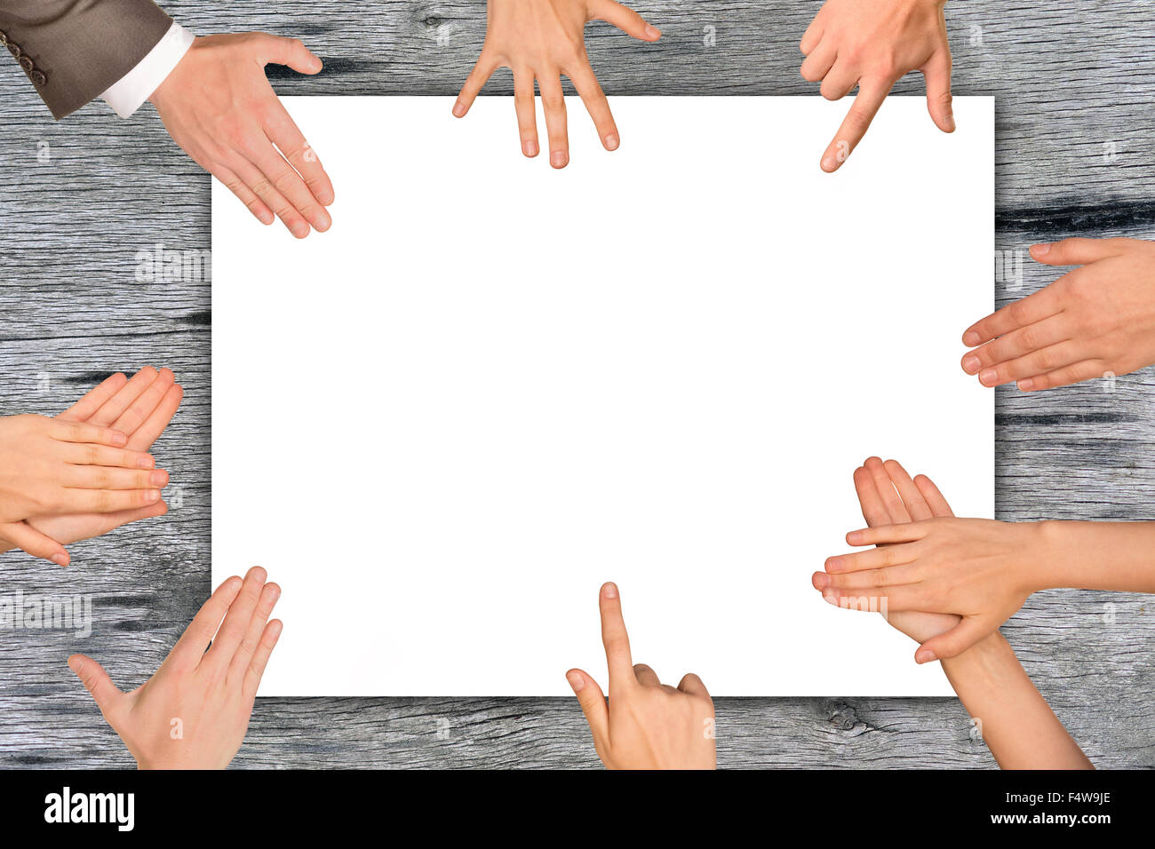 Hands with blank sheet of paper Stock Photo - Alamy