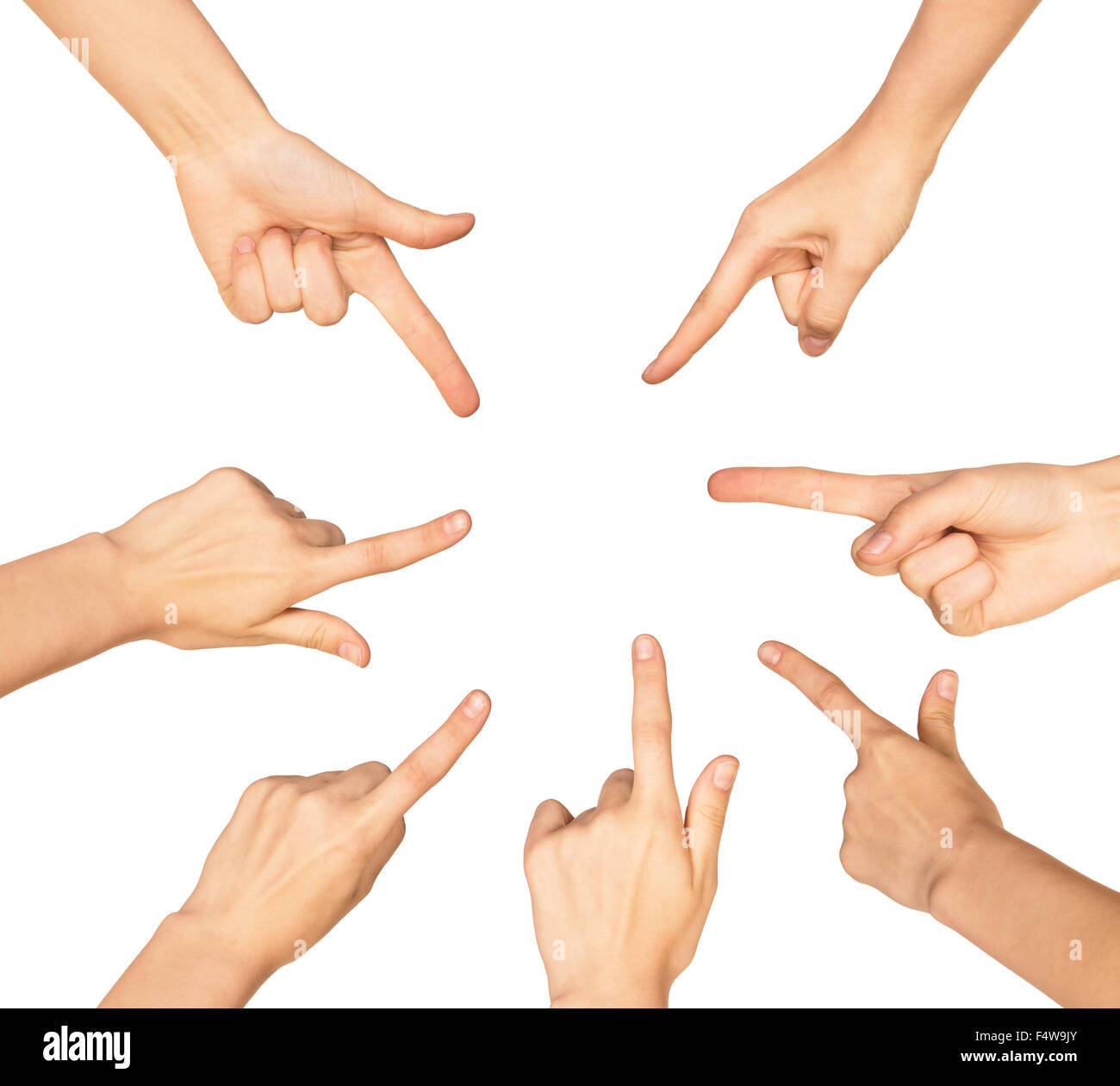 Set of hands with pointer fingers on white Stock Photo - Alamy