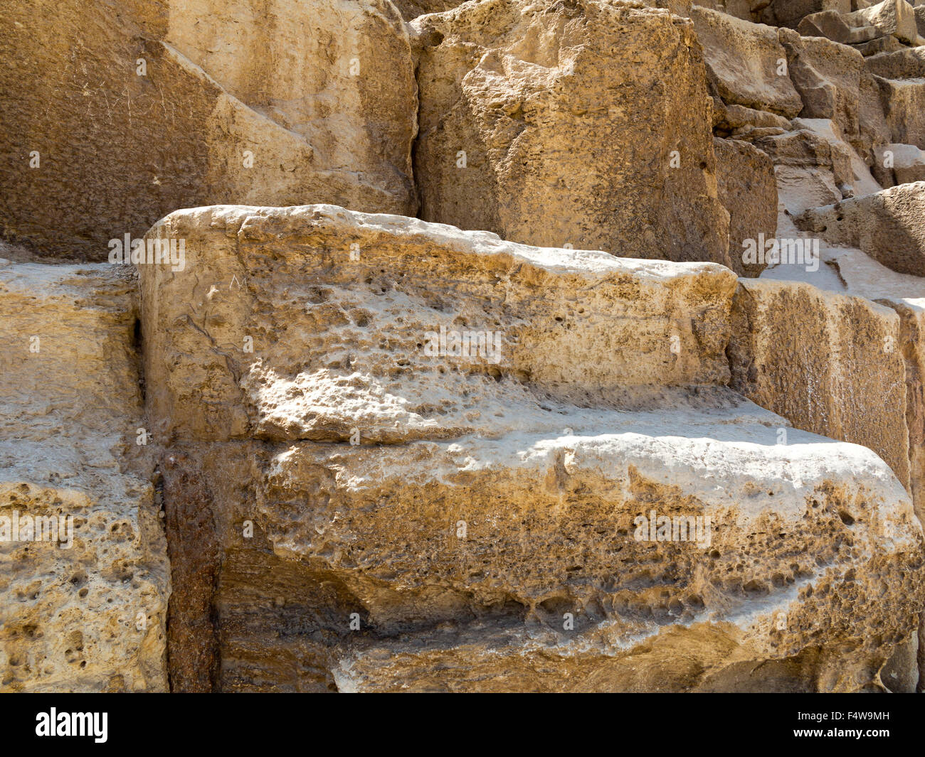 Close up of lower case of blocks of the Great Pyramid of Khufu on the ...