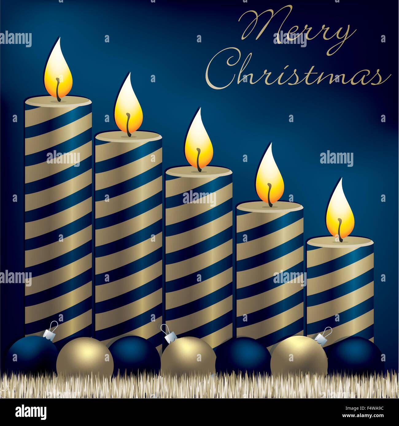 Christmas candle, bauble and tinsel card in vector format Stock Vector ...