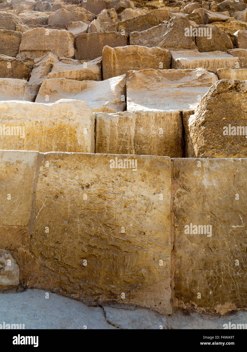 Close up of lower case of blocks at the Great Pyramid of Khufu on the ...