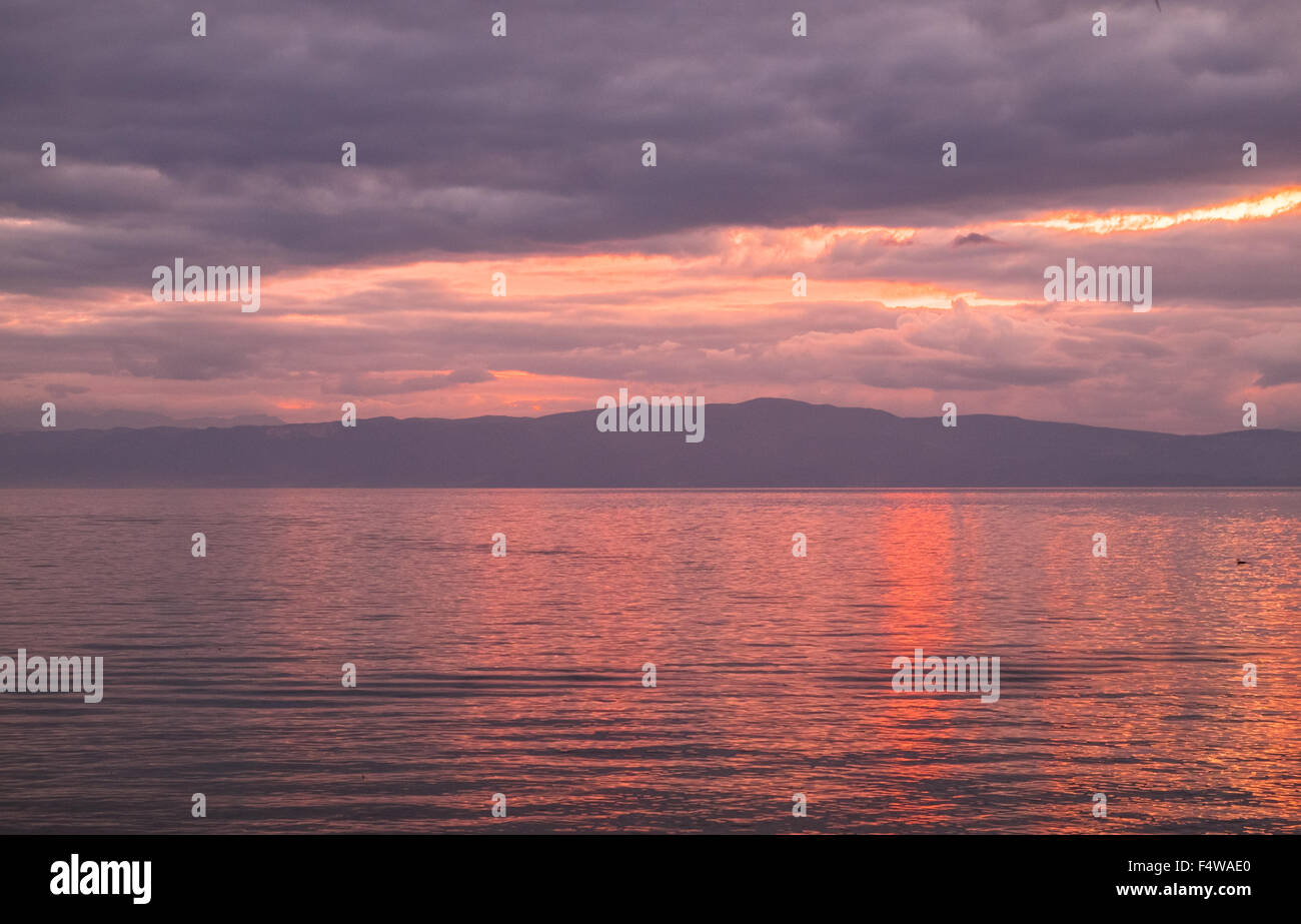 Sunset on lake Stock Photo - Alamy